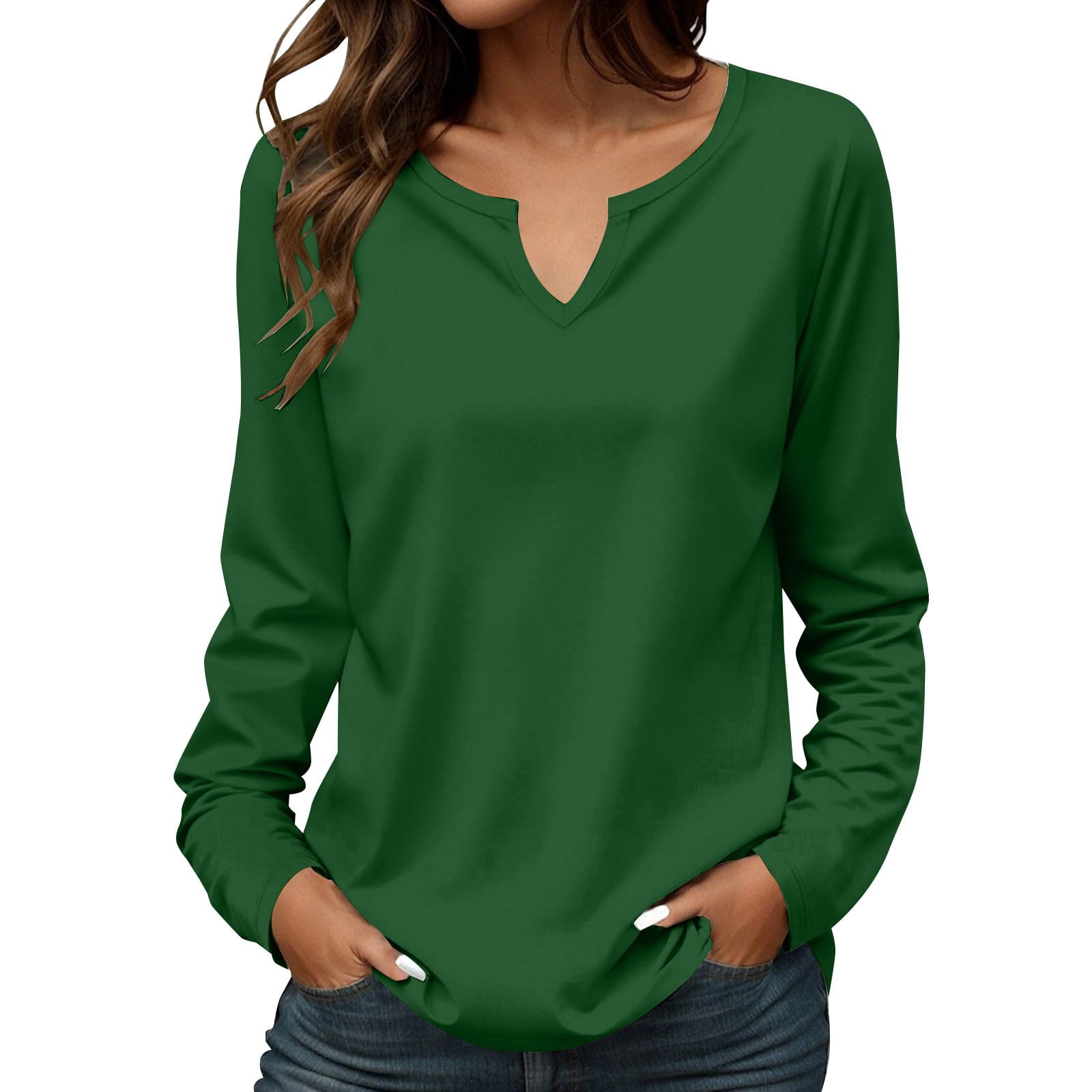 Cihdmfb Long Sleeve Shirts Flowy Tops Women Fashion Casual Long Sleeve ...