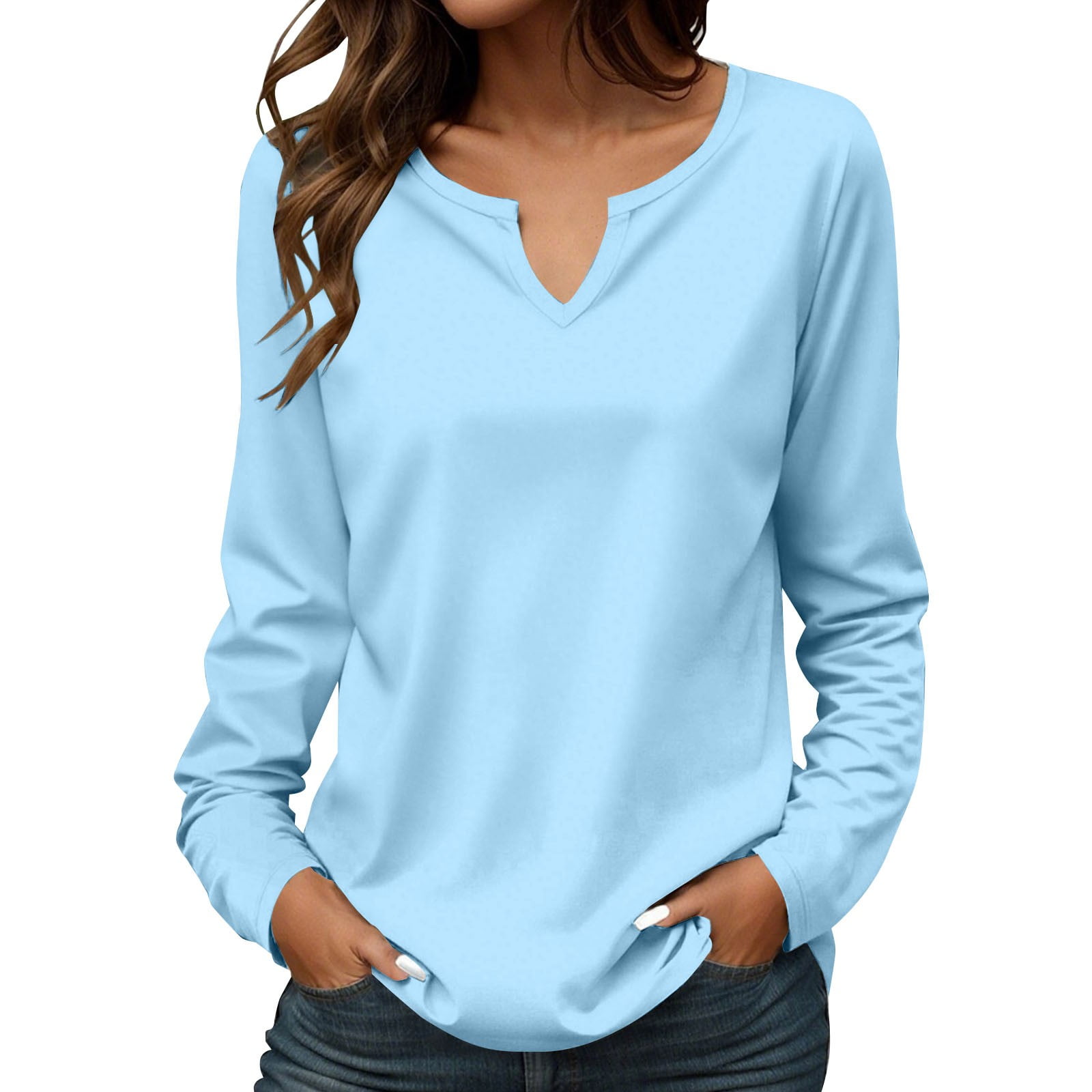 Cihdmfb Long Sleeve Shirts Flowy Tops Women Fashion Casual Long Sleeve ...