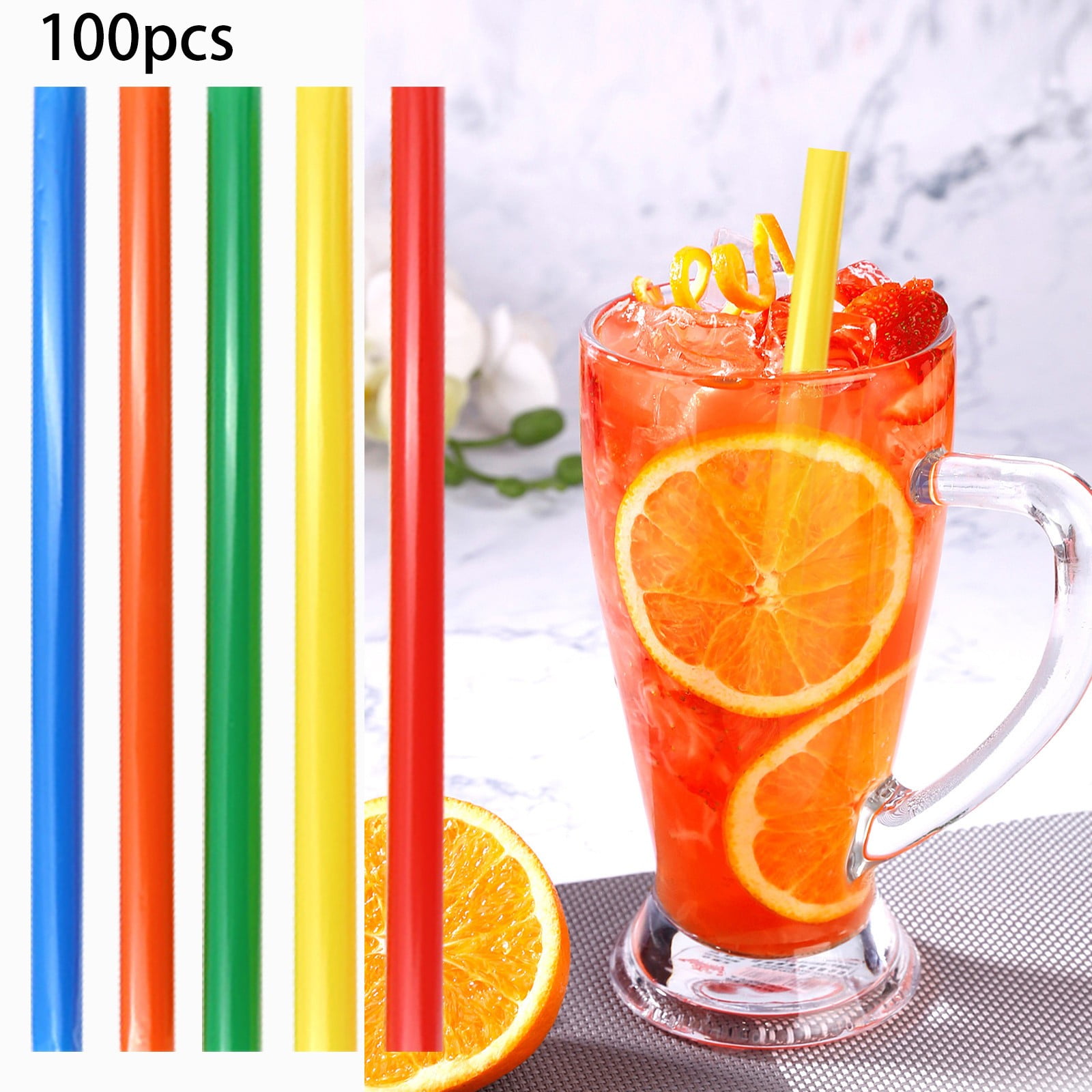 Cihdmfb Straw 100 Pack Disposable Plastic For Drinking & Individually ...
