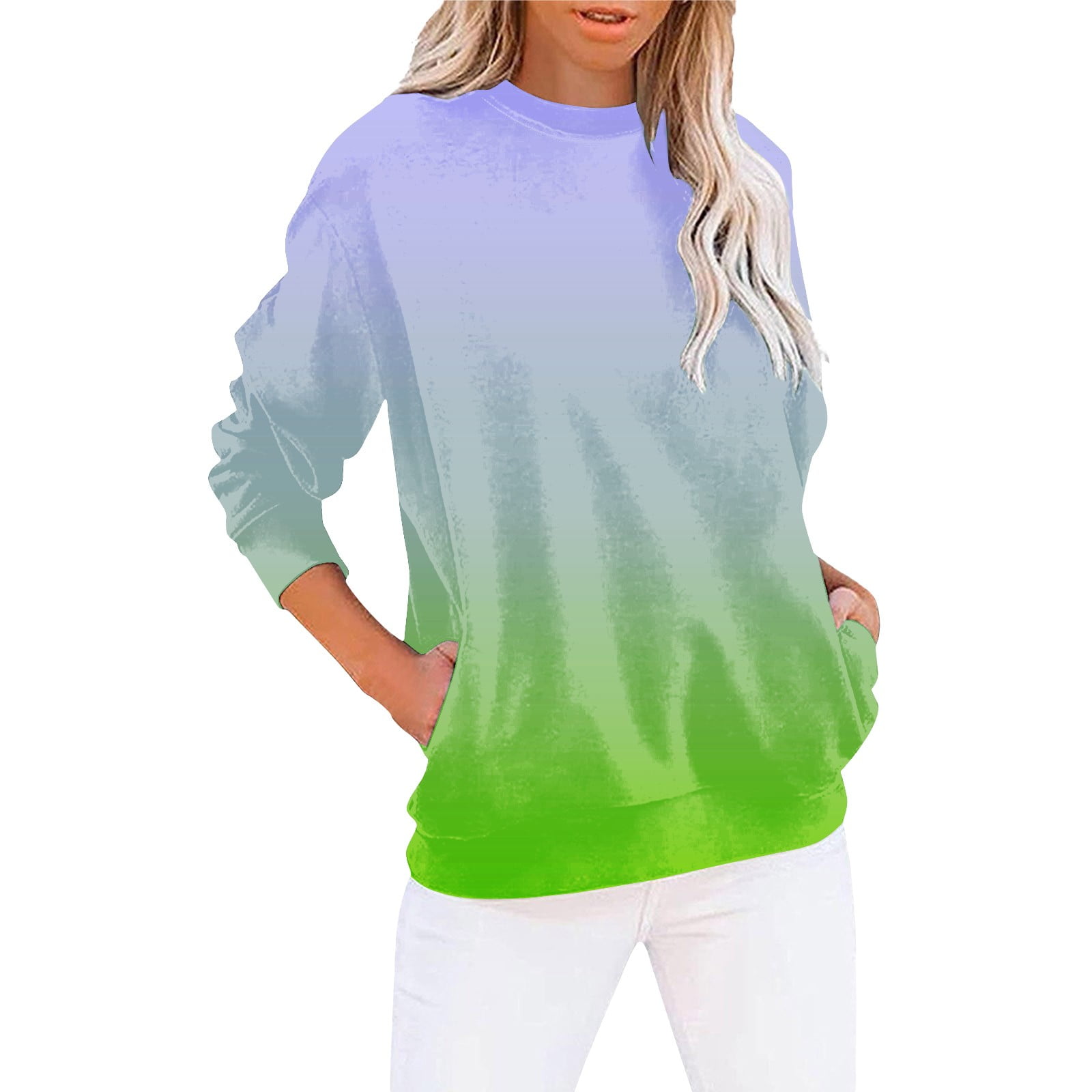 Cihdmfb Sweatshirt for Women Gradient Sweatshirt Big Size Couple ...