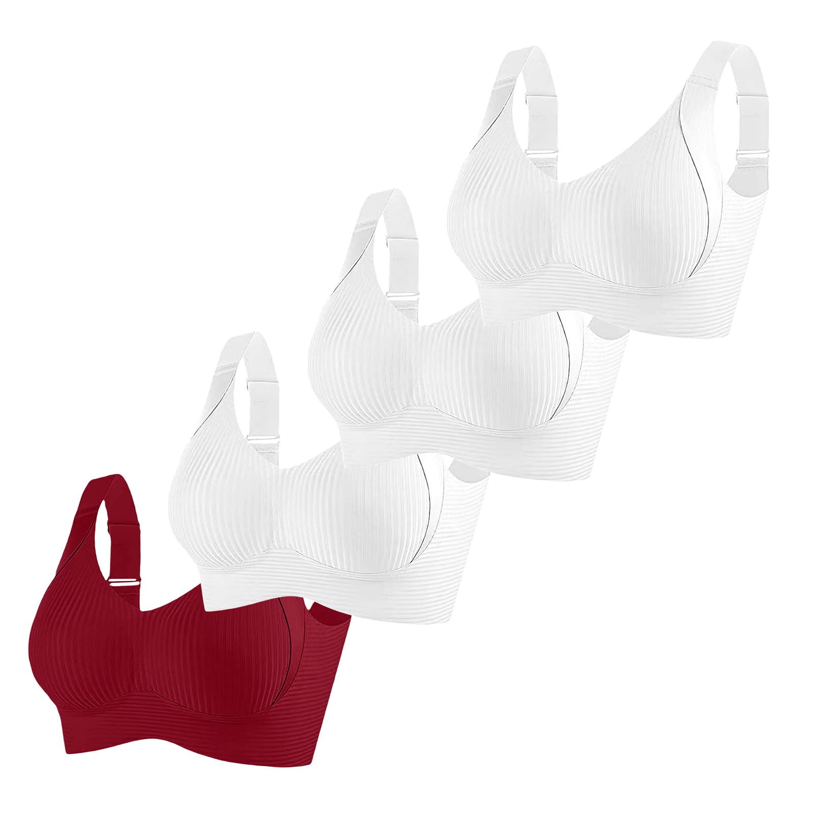 Cihdmfb Womens Seamless Wireless T-Shirt Bras 4 Pack No Underwire Full ...