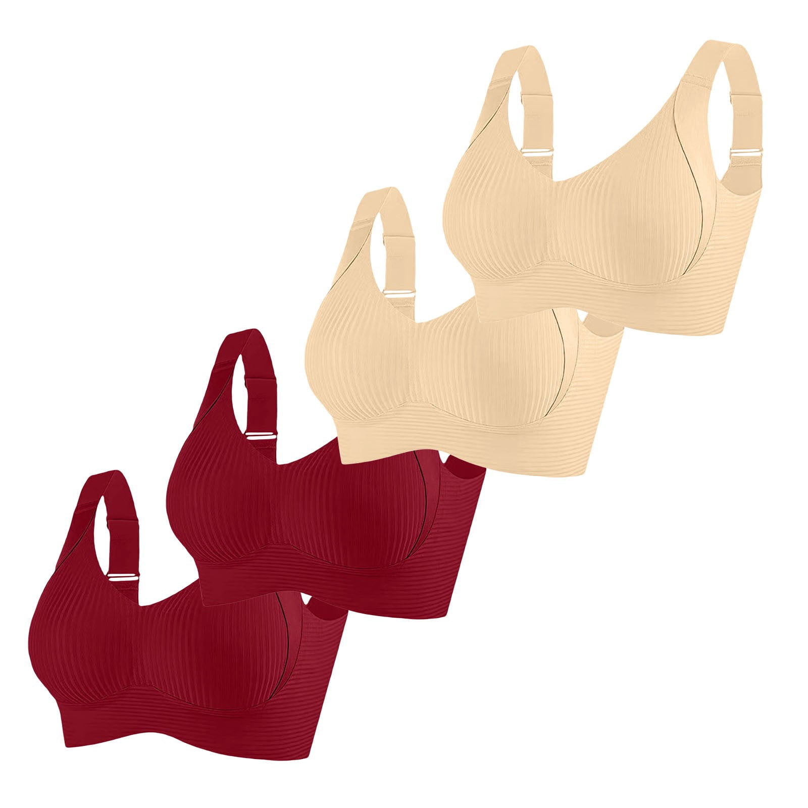 Cihdmfb Womens Seamless Wireless T-Shirt Bras 4 Pack No Underwire Full ...