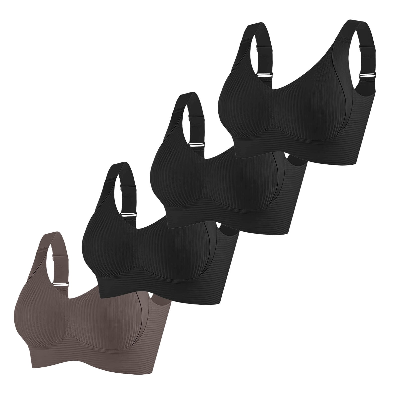 Cihdmfb Womens Seamless Wireless T-Shirt Bras 4 Pack No Underwire Full ...