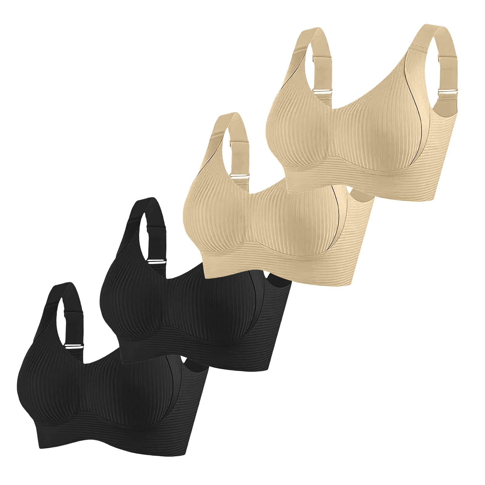 Cihdmfb Womens Seamless Wireless T-Shirt Bras 4 Pack No Underwire Full ...