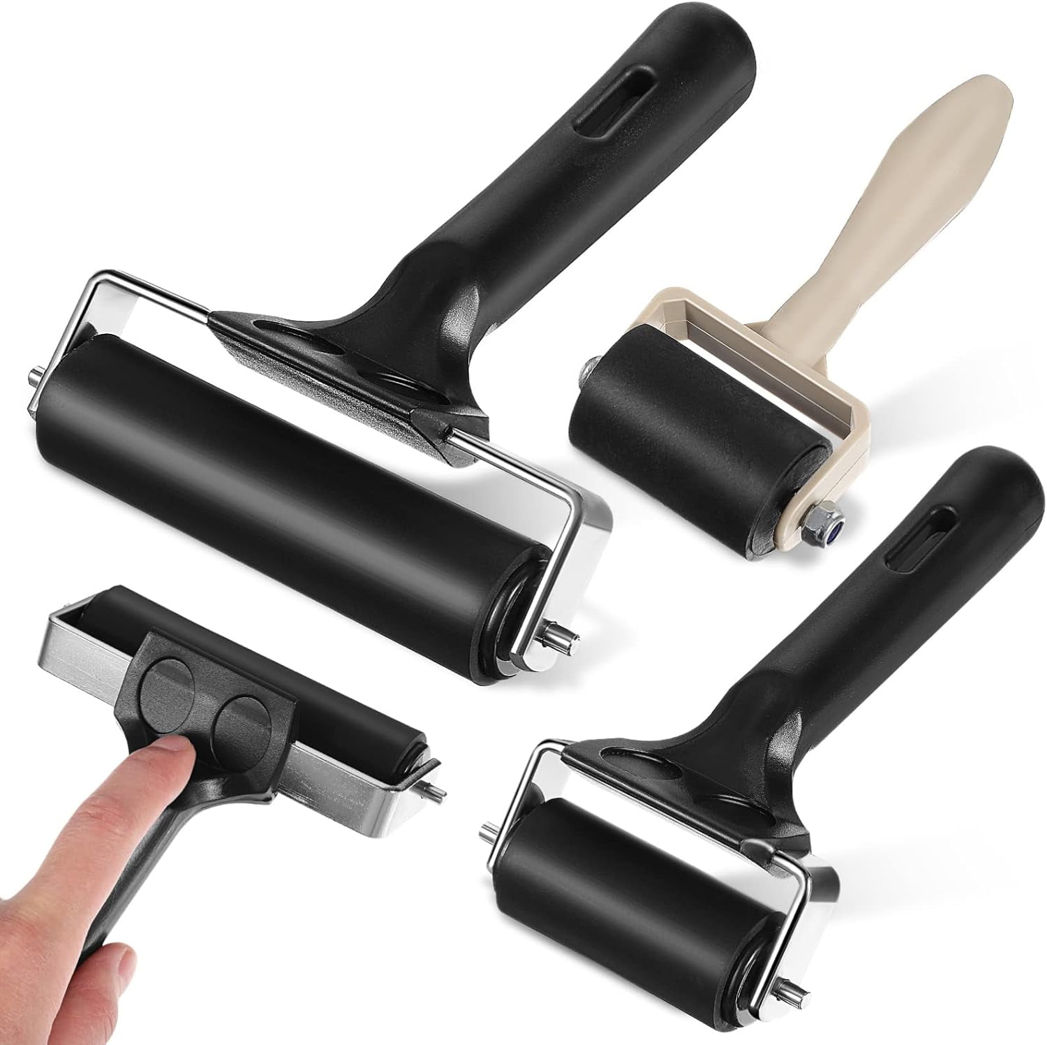 Ciieeo 3 Pcs Rubber Rollers Brayer Rollers Paint Brushes Ink Applicator ...