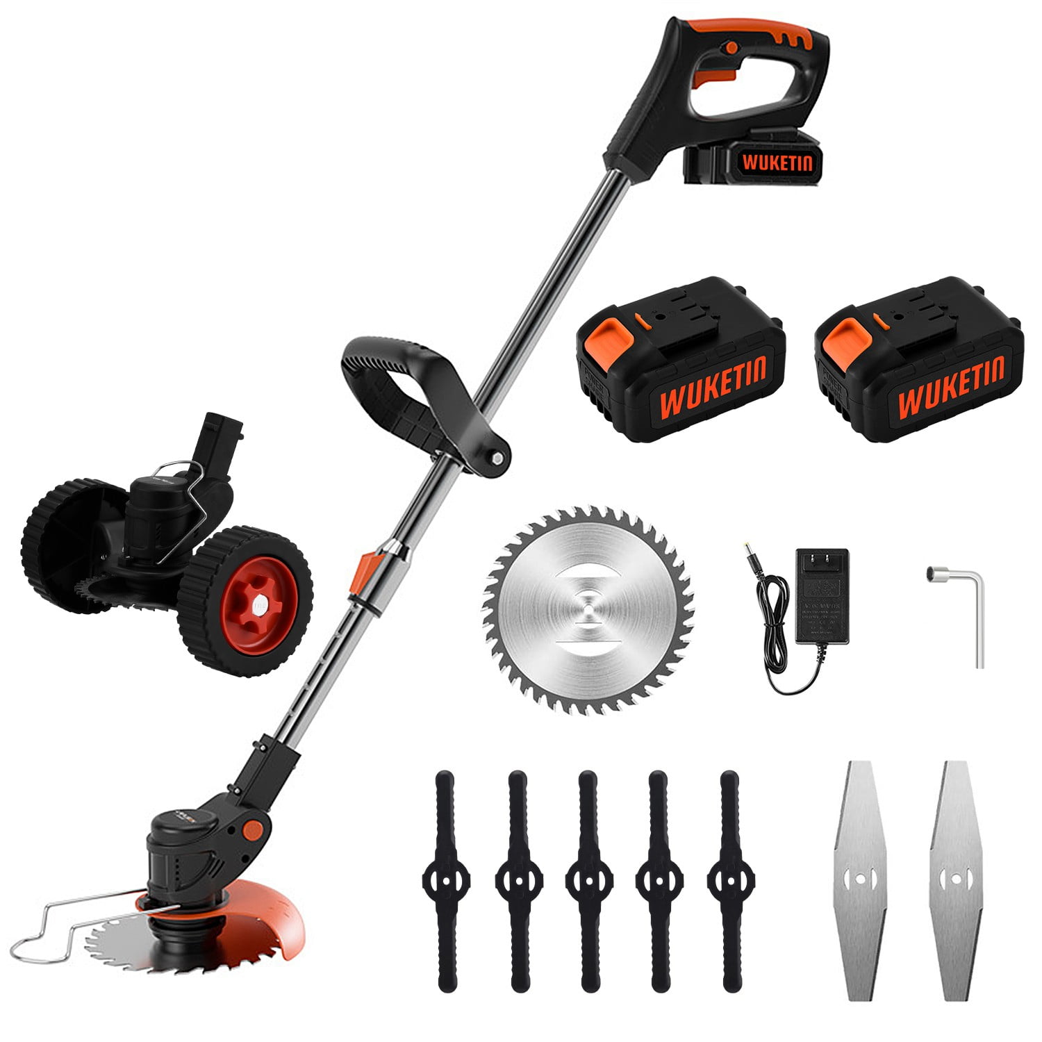 BLUELK Electric Weed Eater, Cordless Grass String Trimmer with 2Pcs ...