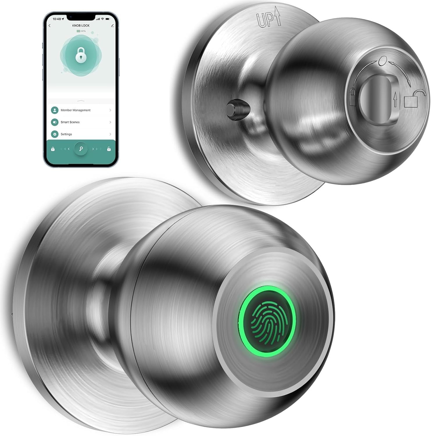 Cikuci Smart Door Lock, Fingerprint Door Lock Knob with App Control ...