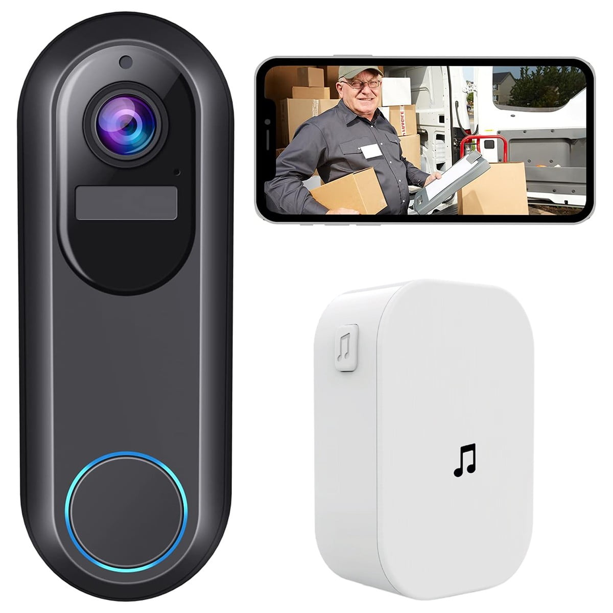 BLUELK Wireless Doorbell Camera, 2K Wi-Fi Video, 2-Way Audio, Cloud ...