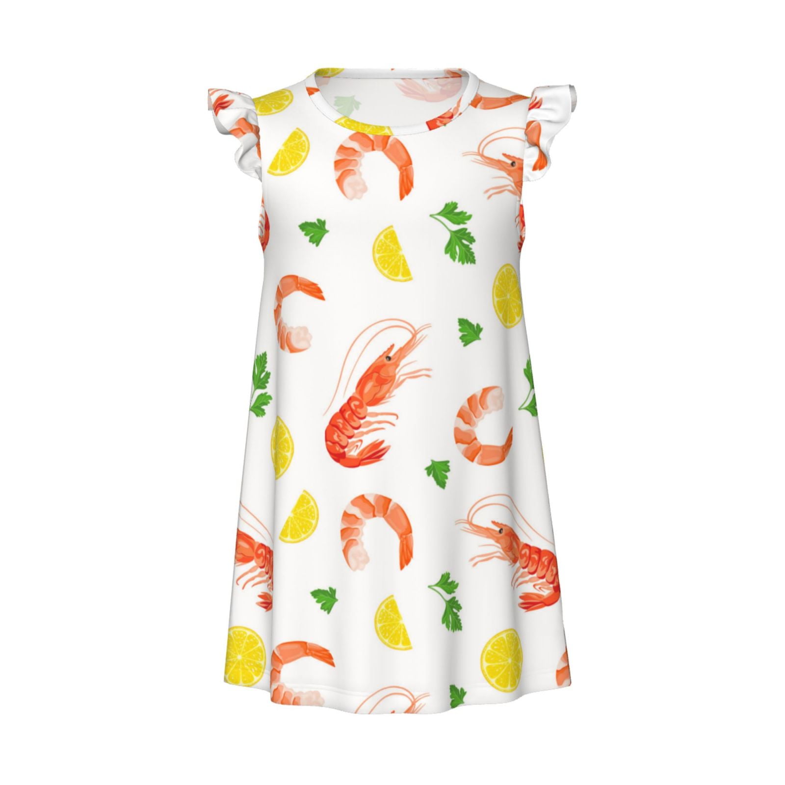 Cilantro Shrimp Lemon Girls Nightgowns, Short Sleeves Dress Girls ...