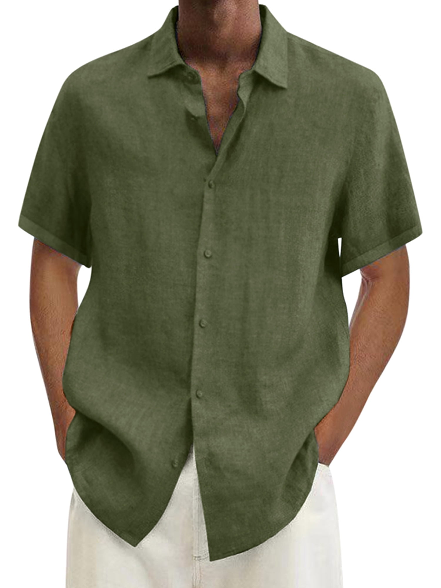 Cilcicy Men's Short Sleeve Casual Lapel Button Shirt - Walmart.com