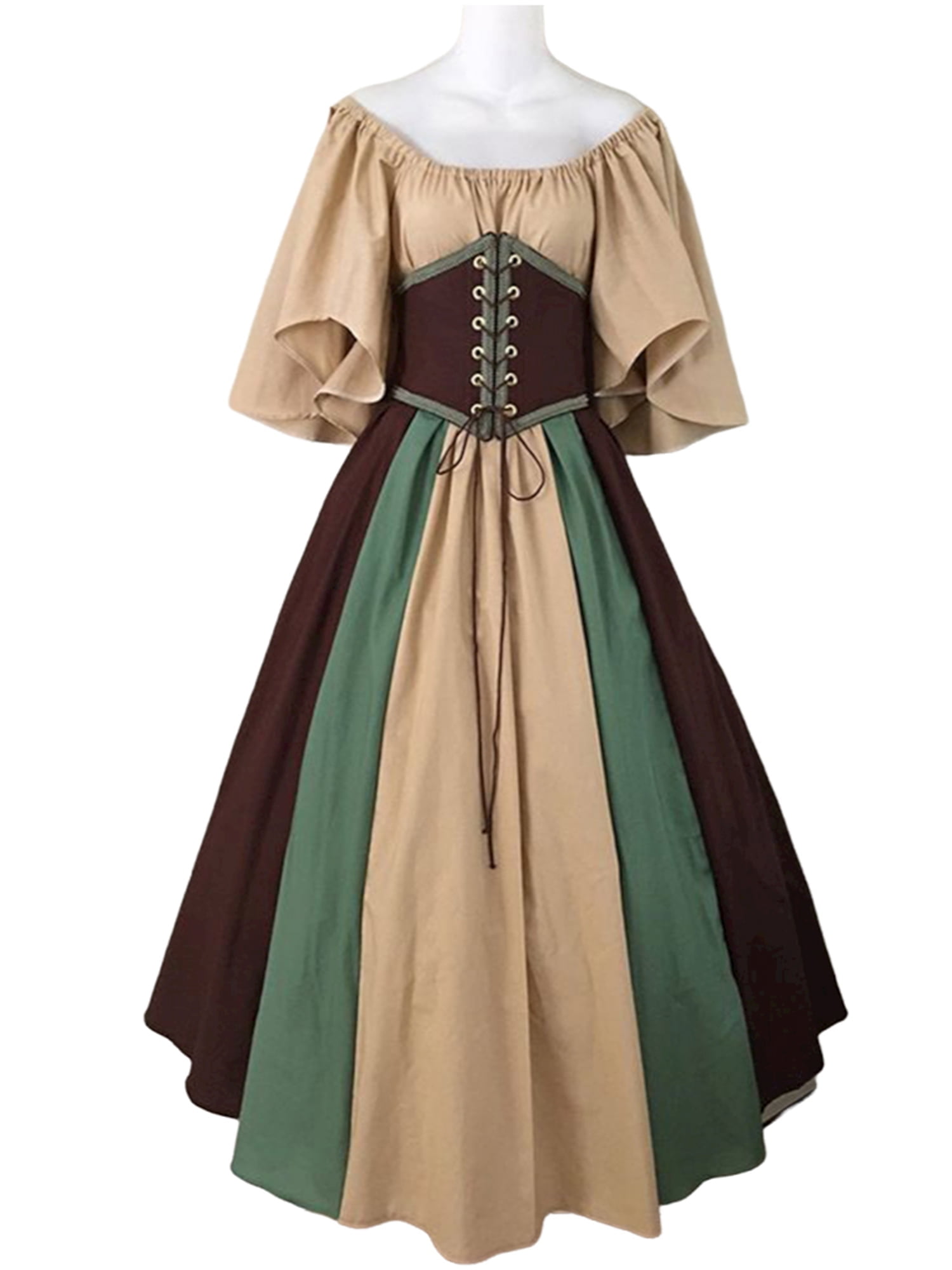 Cilcicy Women Medieval Kirtles Slash Neck Gowns Renaissance Retro ...