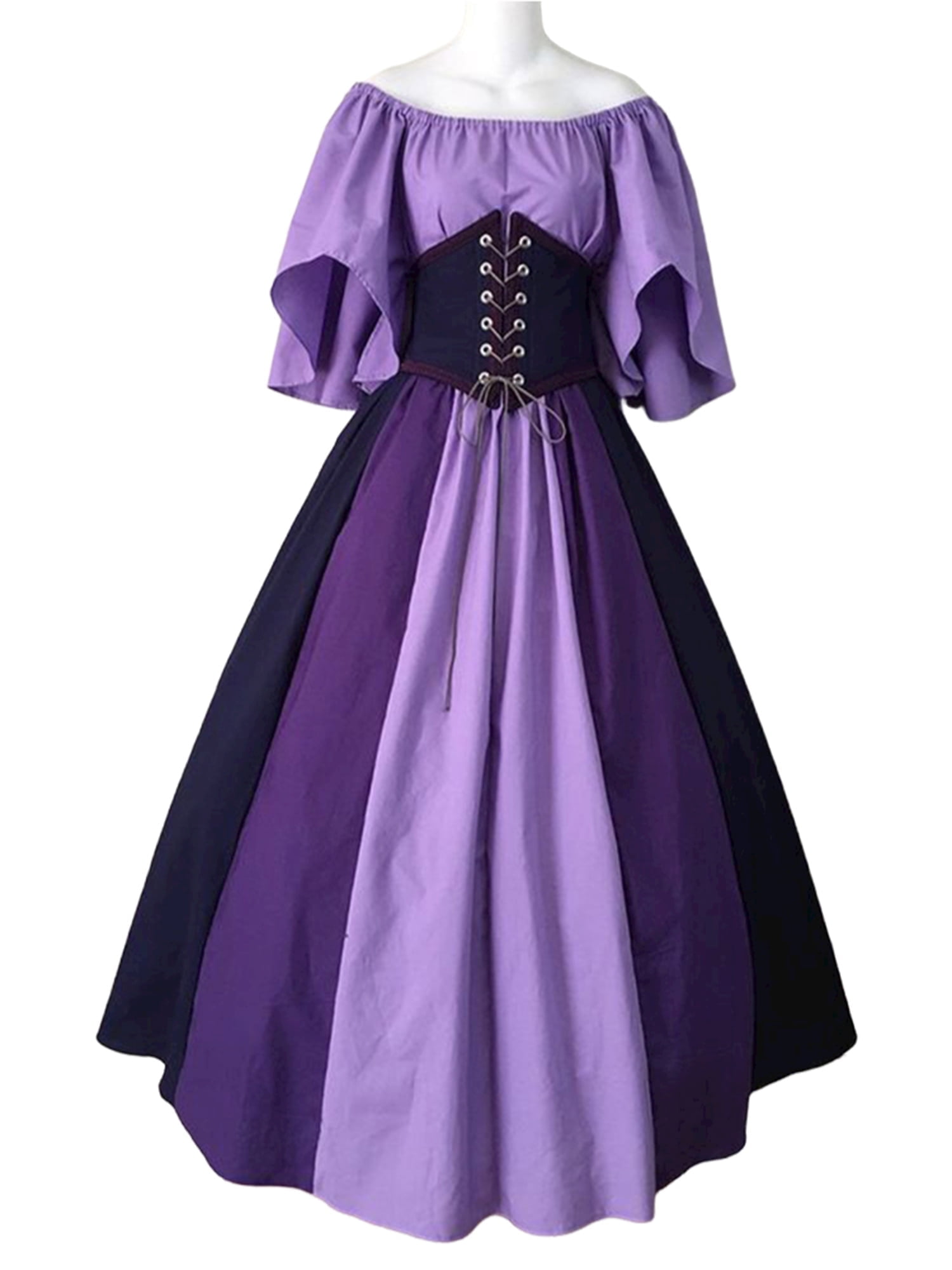 Cilcicy Women Medieval Kirtles Slash Neck Gowns Renaissance Retro ...