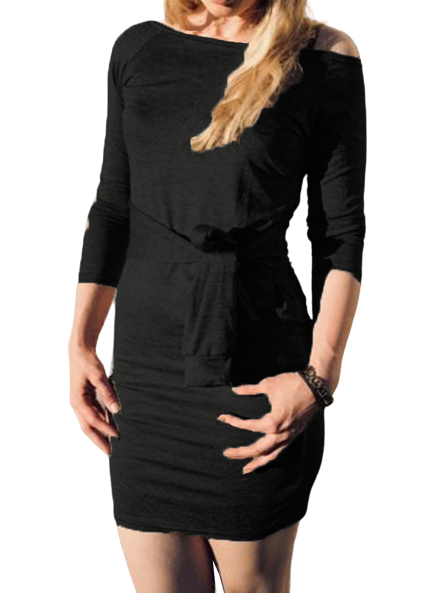 Cilcicy Women Strapping Elegant Lace Up Slash Neck Slim Fit Short ...