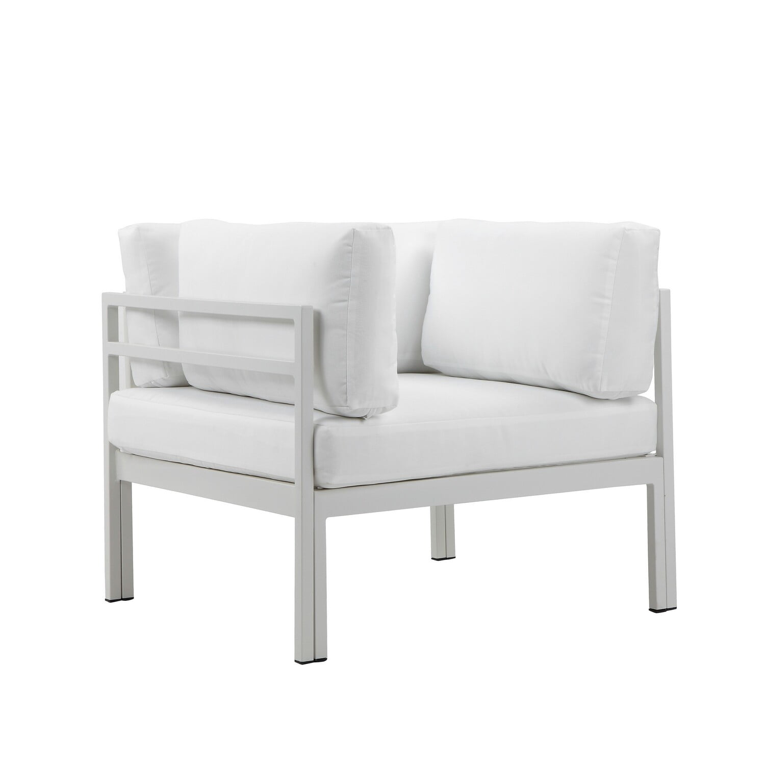 Cilo 34 Inch Outdoor Armchair, White Aluminum, Water Resistant Cushions ...