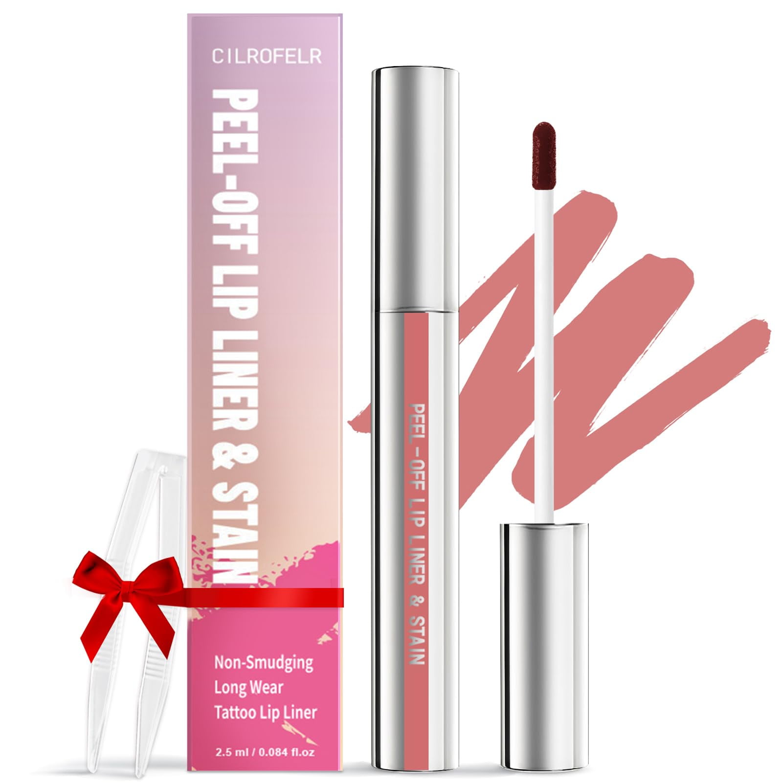 Cilrofelr Peel Off Lip Liner Stain Long Wear Tattoo Lip Liner With Tweezer Peel Off Lip Stain