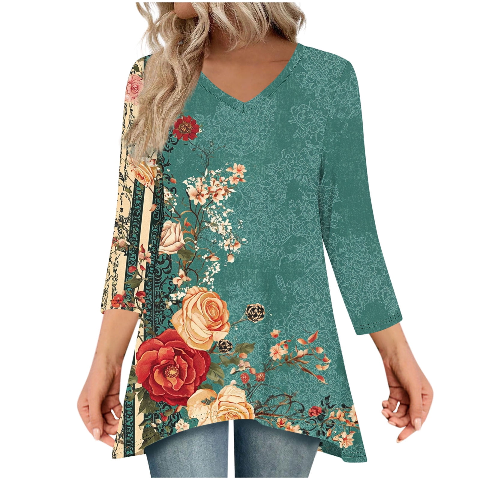 Cilsoka 2026 Summer Trendy Clothes, 3/4 Length Sleeve Tunic Tops for ...