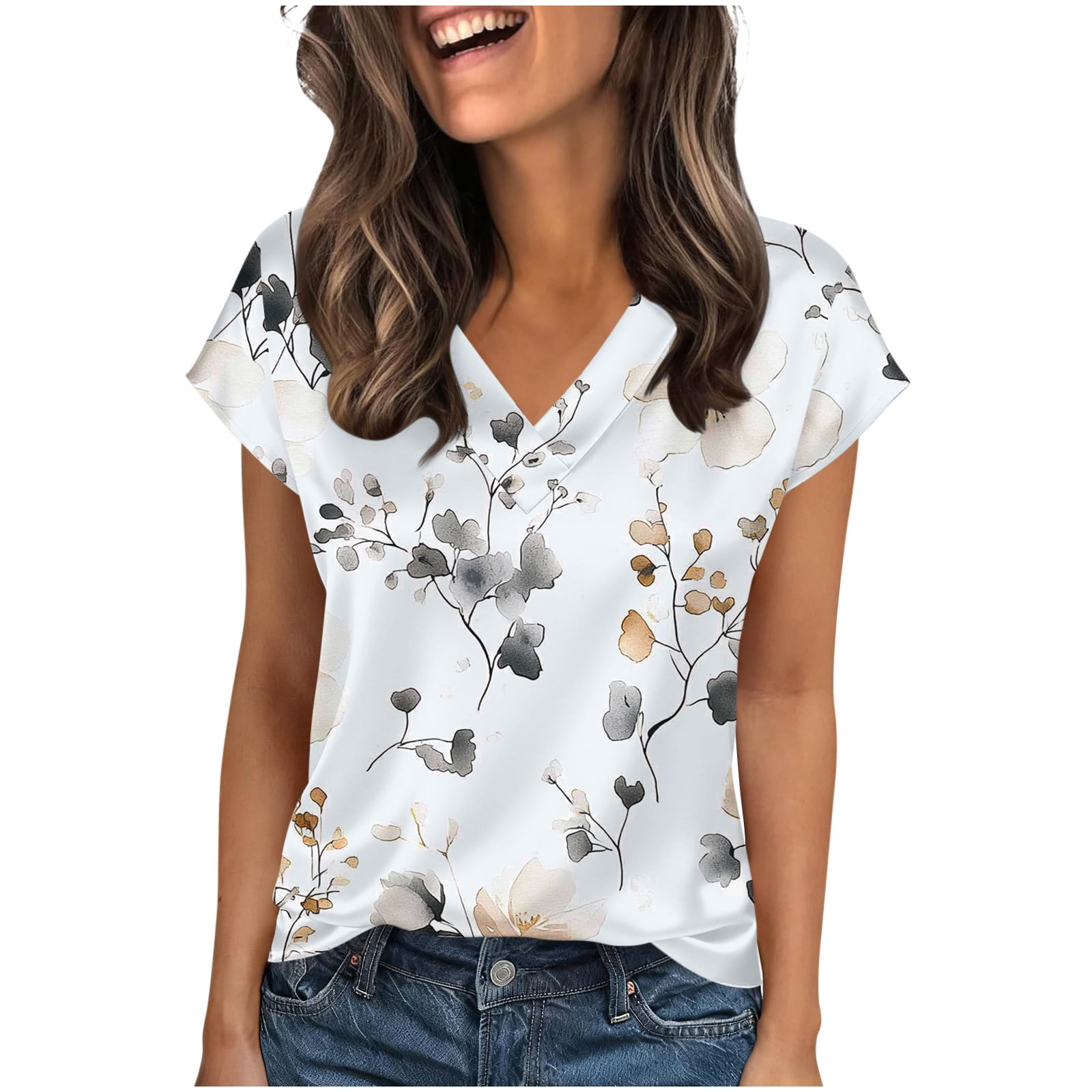 Cilsoka 2026 Trendy Ciothing, Womens Tops Dressy Casual Short Sleeve V ...