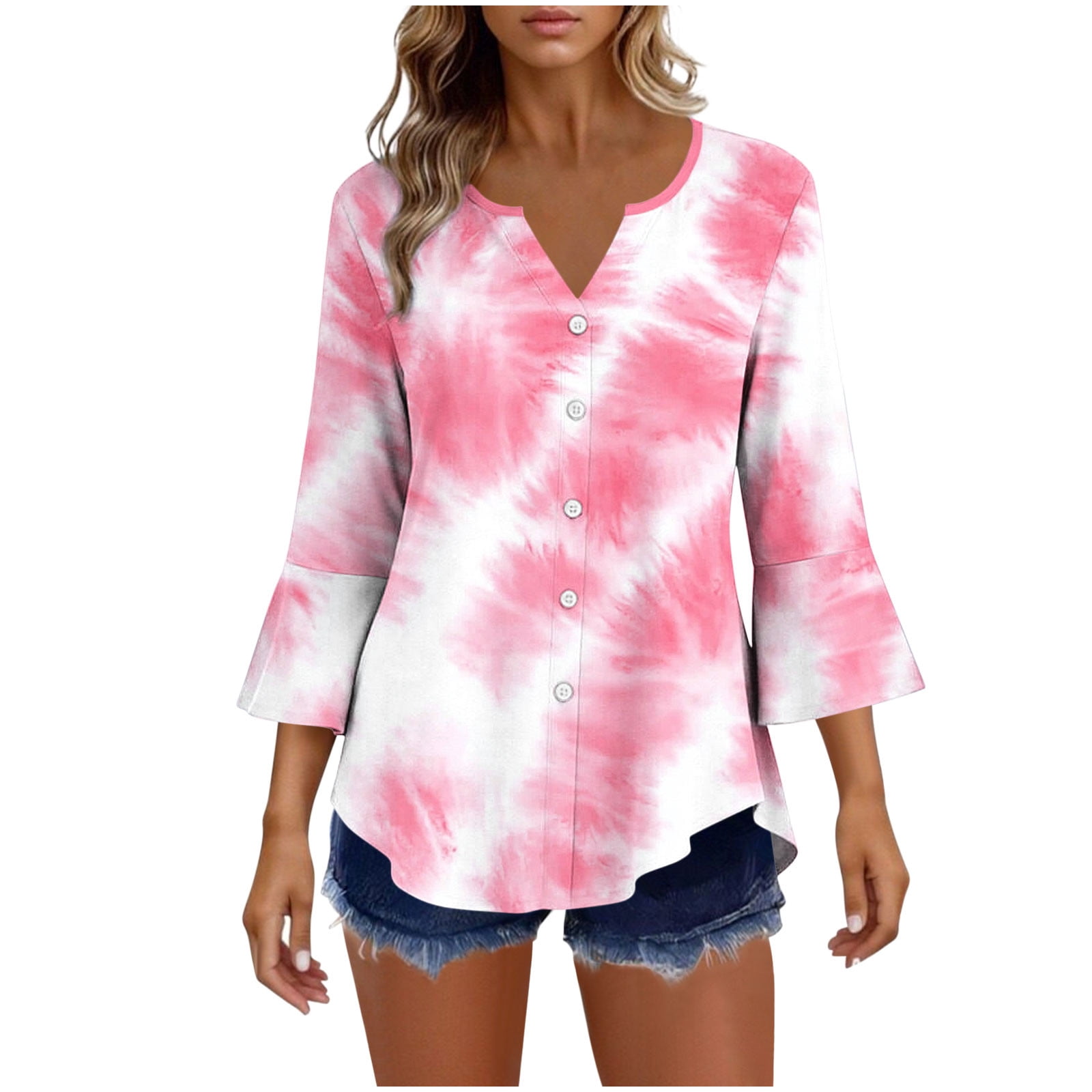 Cilsoka 3/4 Length Sleeve Womens Tops Dressy Casual Women's Clothing ...