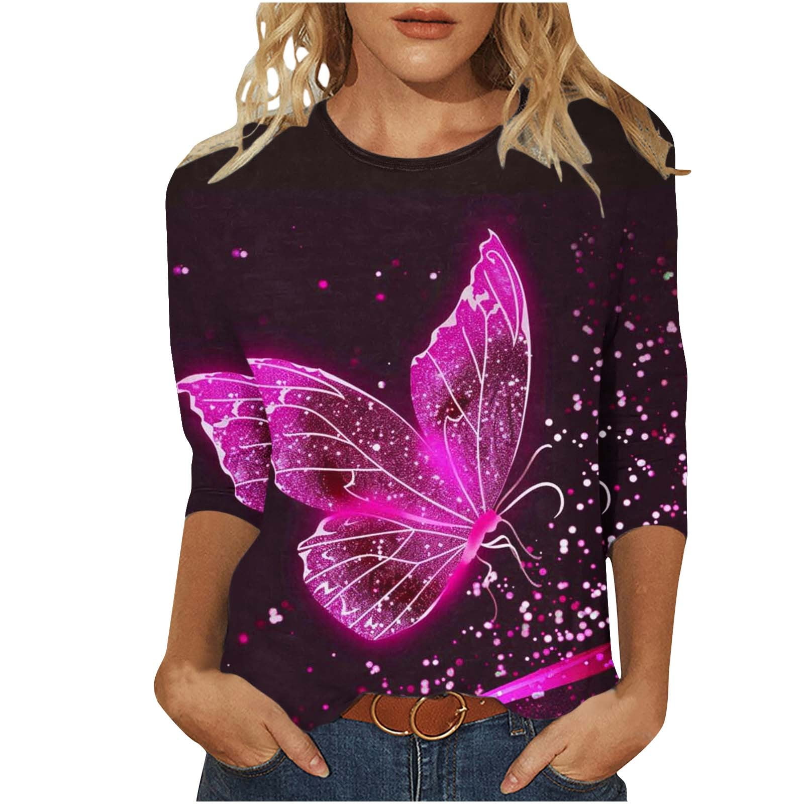 Cilsoka 3/4 Sleeve T Shirts for Women Work T Shirts for Women Stylish ...