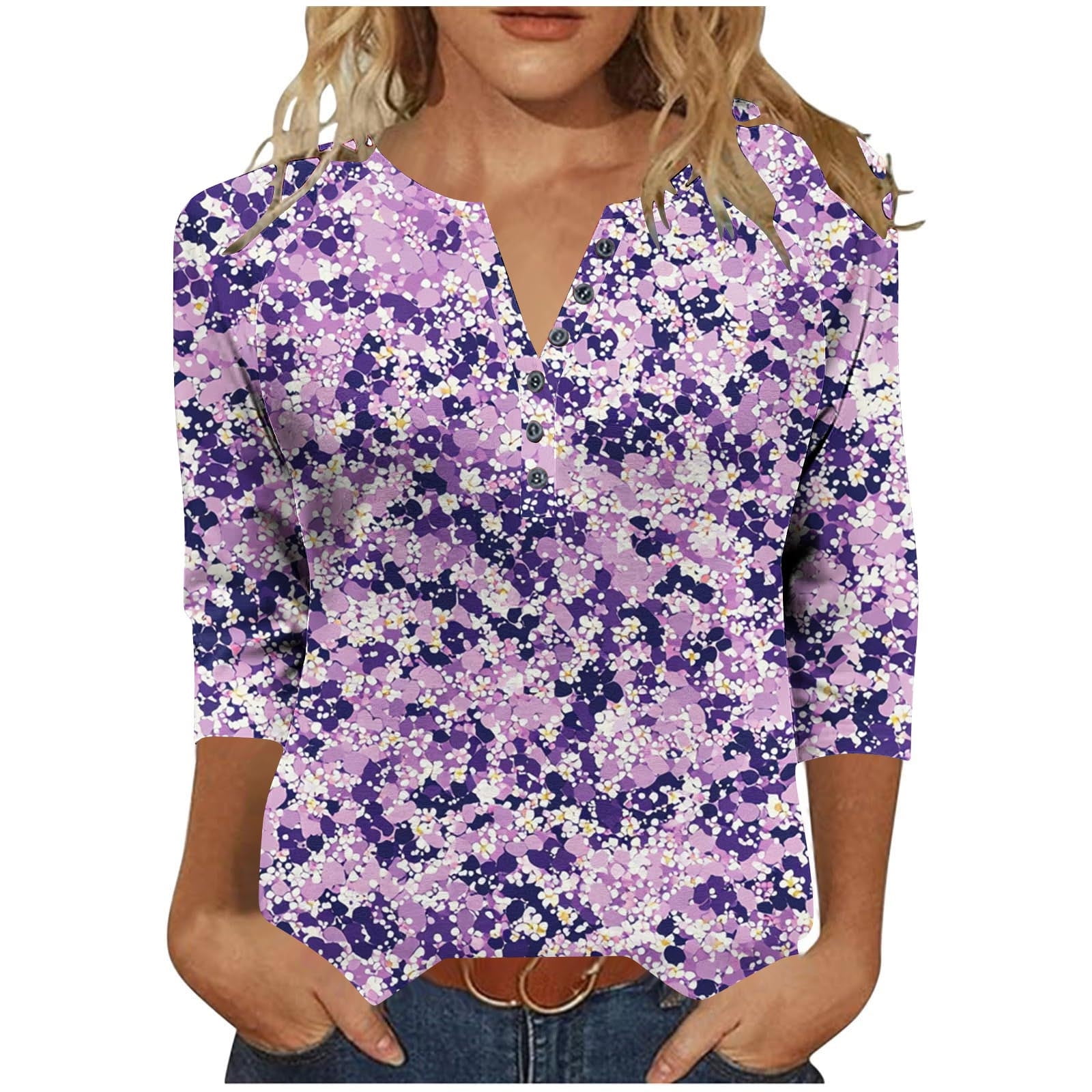 Cilsoka Blouses for Women Dressy Casual Short Sleeve, 3/4 Length Sleeve ...