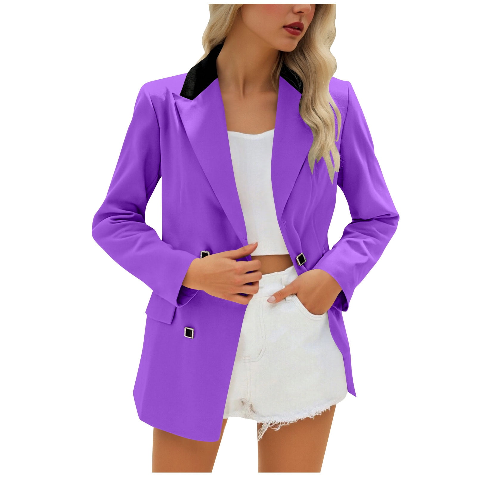Cilsoka Crop Blazers for Women Trendy Lightweight Jacket for Work ...
