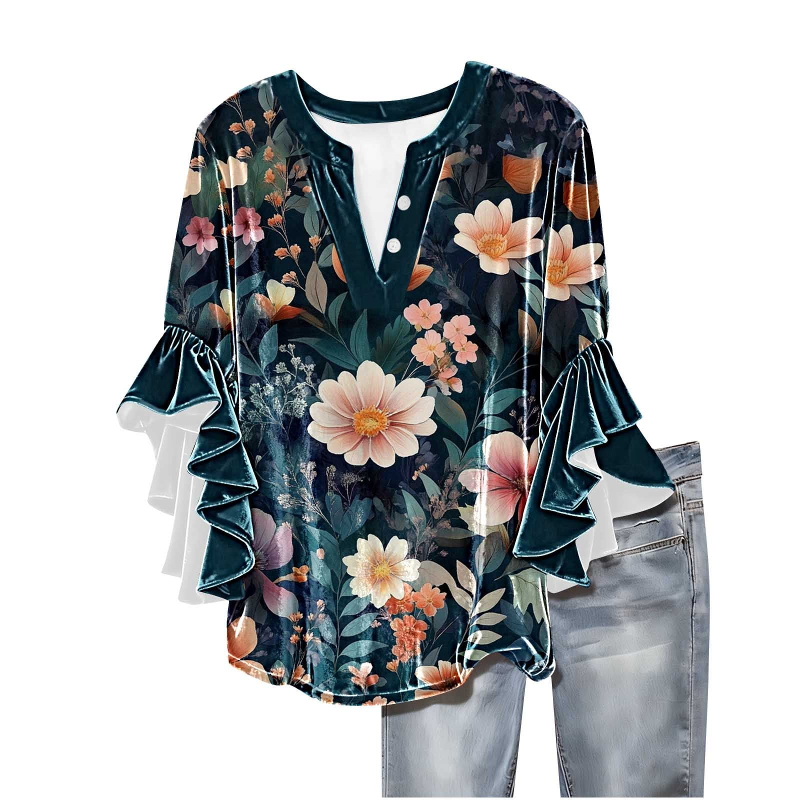 Cilsoka Fashion Clothing for Women Trendy, Womens 3/4 Sleeve Shirts ...