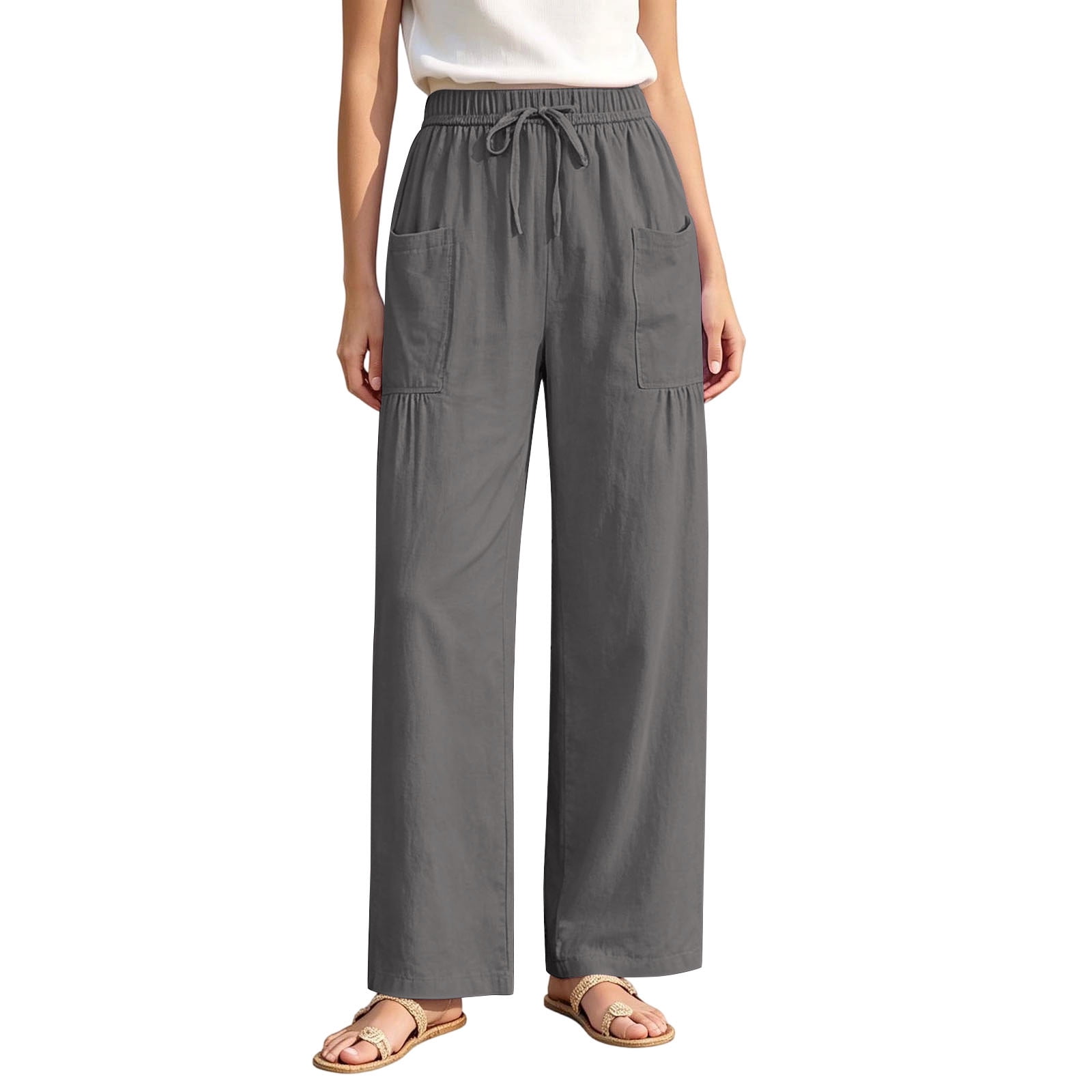 Cilsoka Fashion Clothing, Womens Palazzo Pants Casual Drawstring Flowy ...