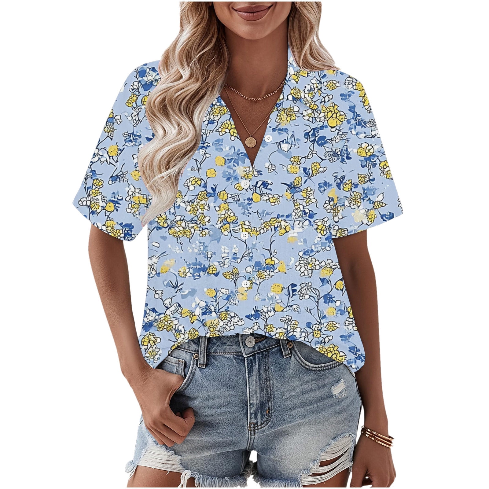 Cilsoka Going out Tops for Women Trendy, Womens Casual Floral Print t ...