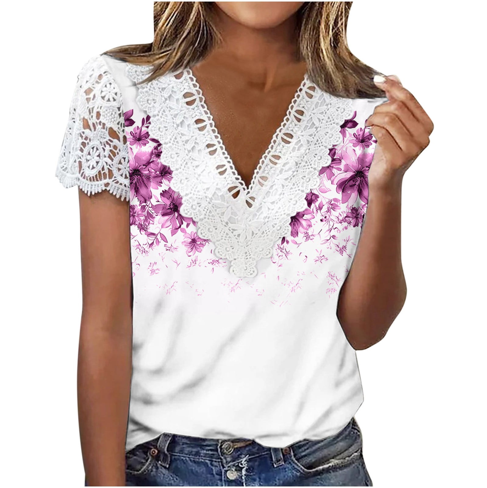 Cilsoka Graphic Tees for Women Oversized, Womens Tops Trendy Boho Short ...