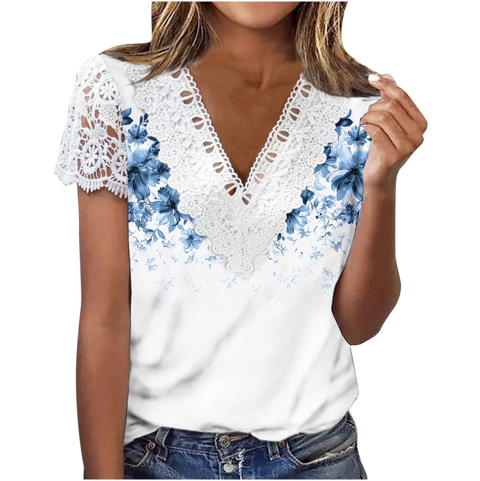Cilsoka Graphic Tees for Women Plus Size, Womens Tops Trendy Boho Short ...