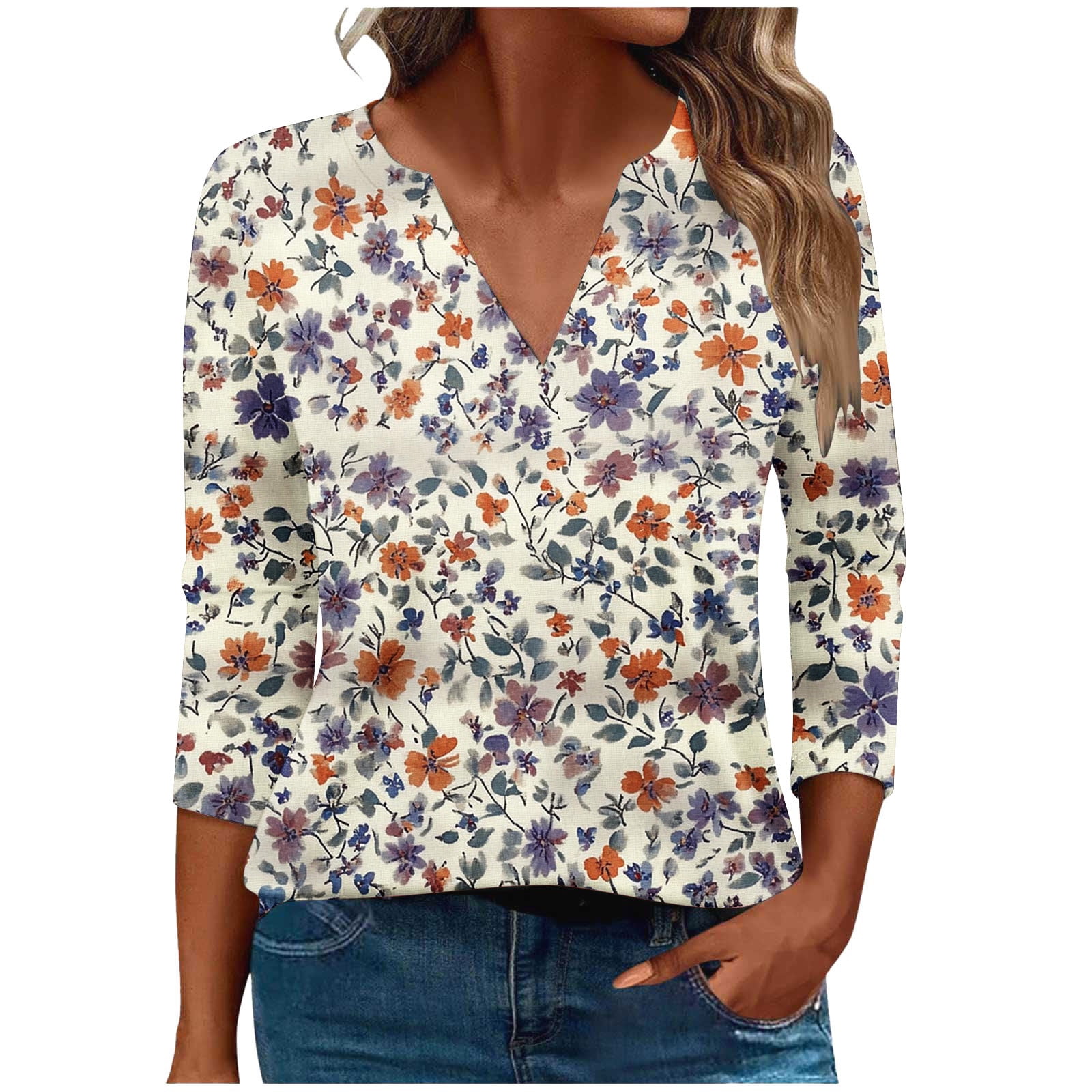 Cilsoka Long Shirts for Women Trendy 3/4 Sleeve T Shirts for Women 3x ...