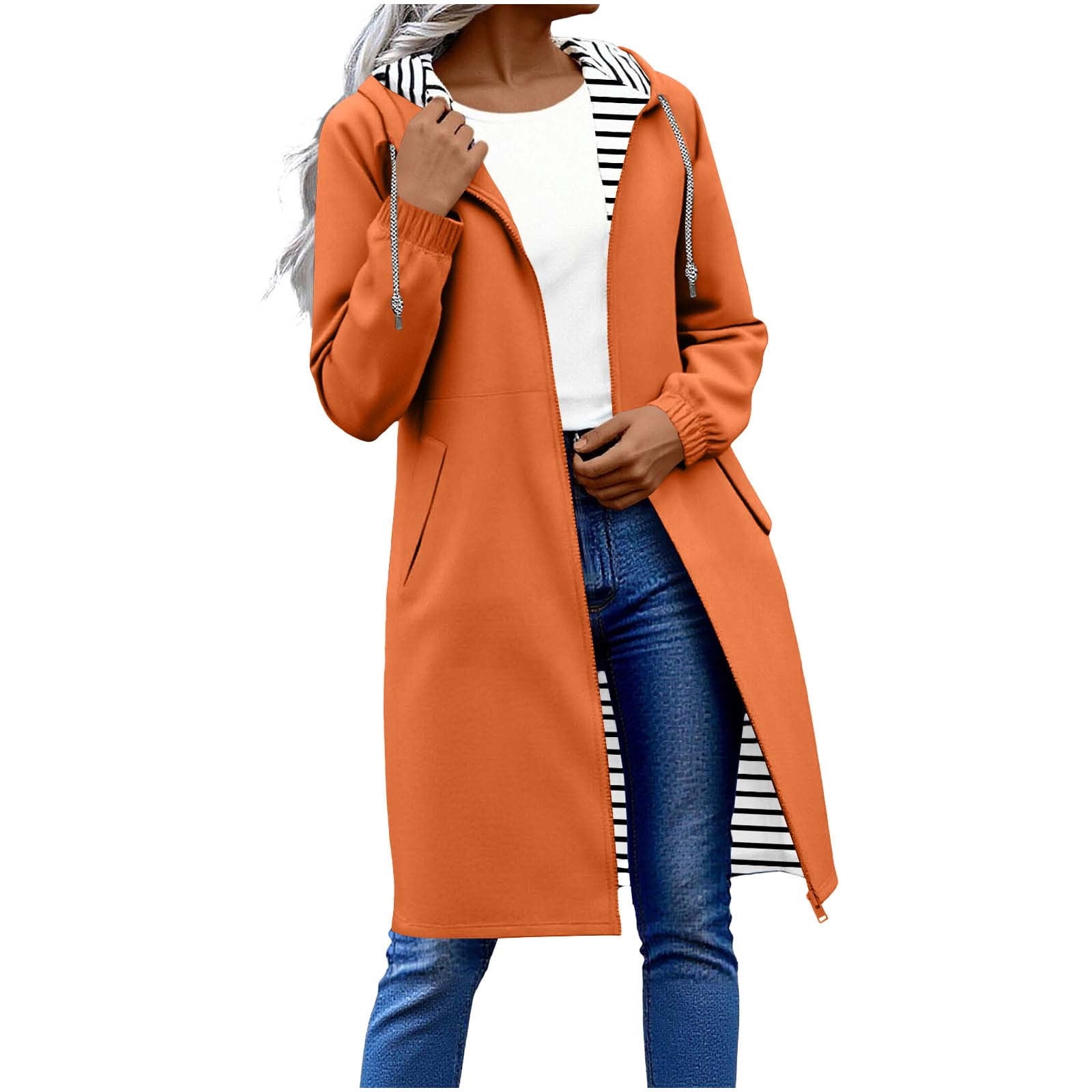 Cilsoka Long Zip Up Hoodie for Women Rain Jacket Women Waterproof ...
