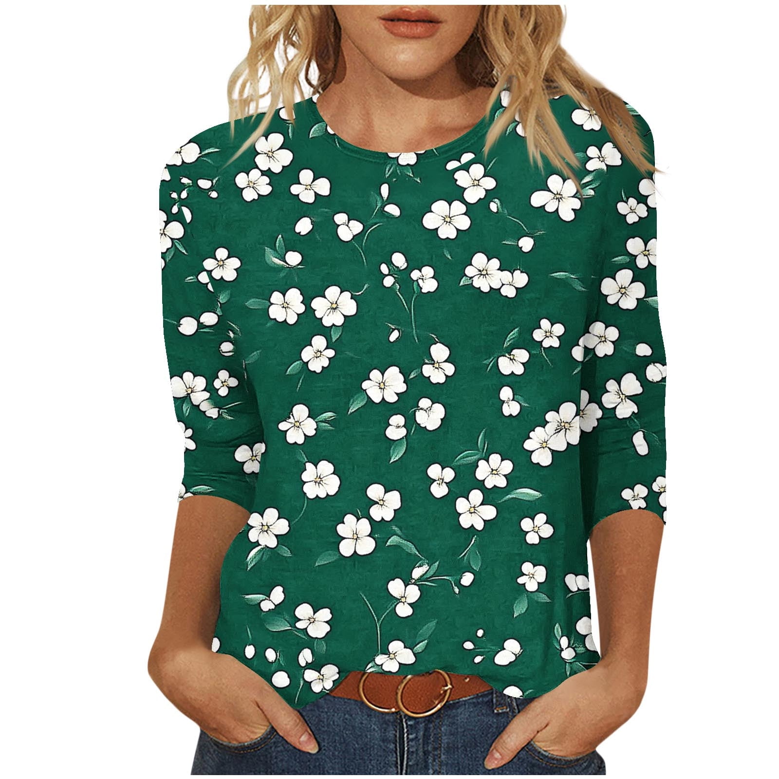 Cilsoka Plus Shirts for Women Plus Size Trendy 3/4 Sleeve T Shirts for ...