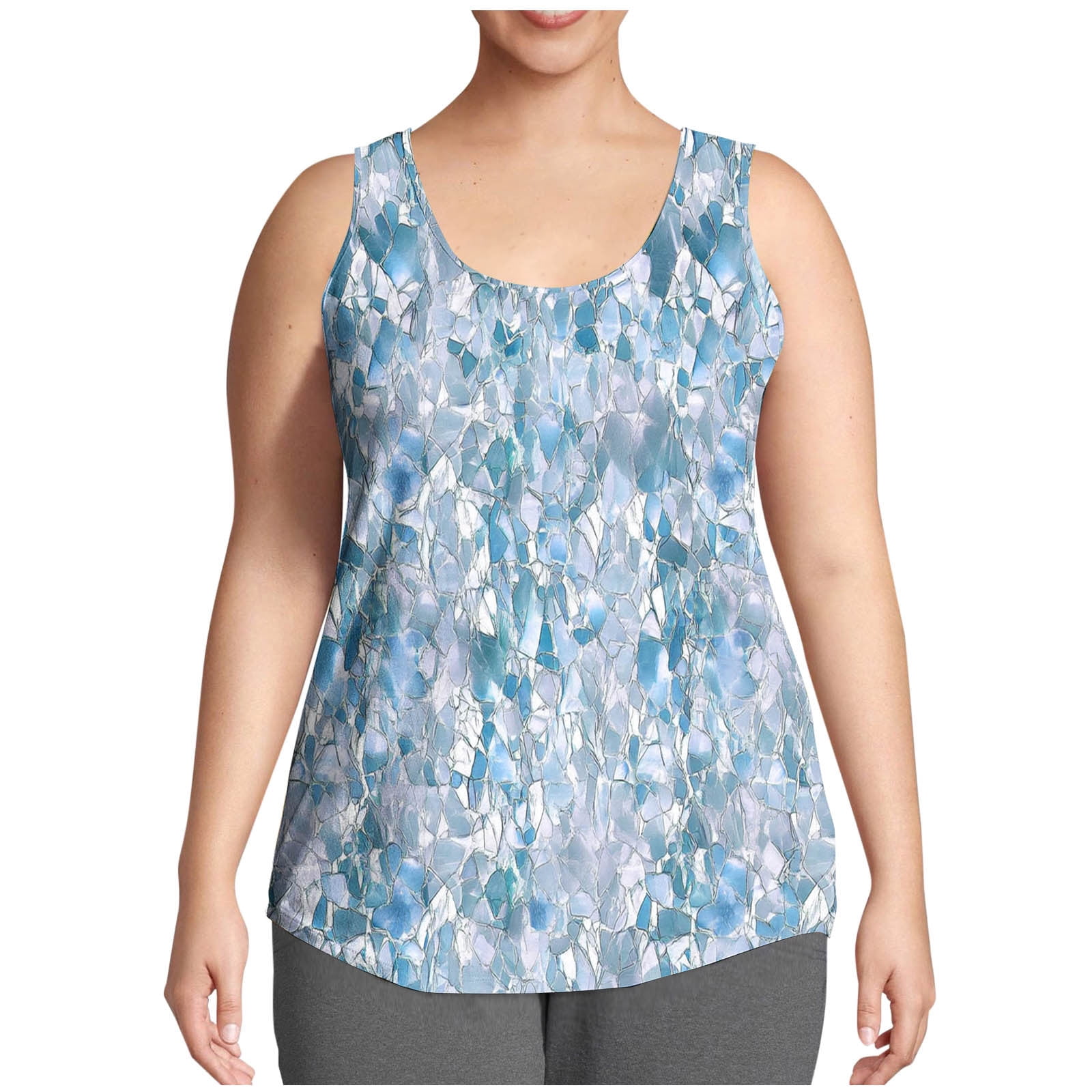 Cilsoka Plus Size Floral Tank Tops for Women Sleeveless Shirts Summer ...
