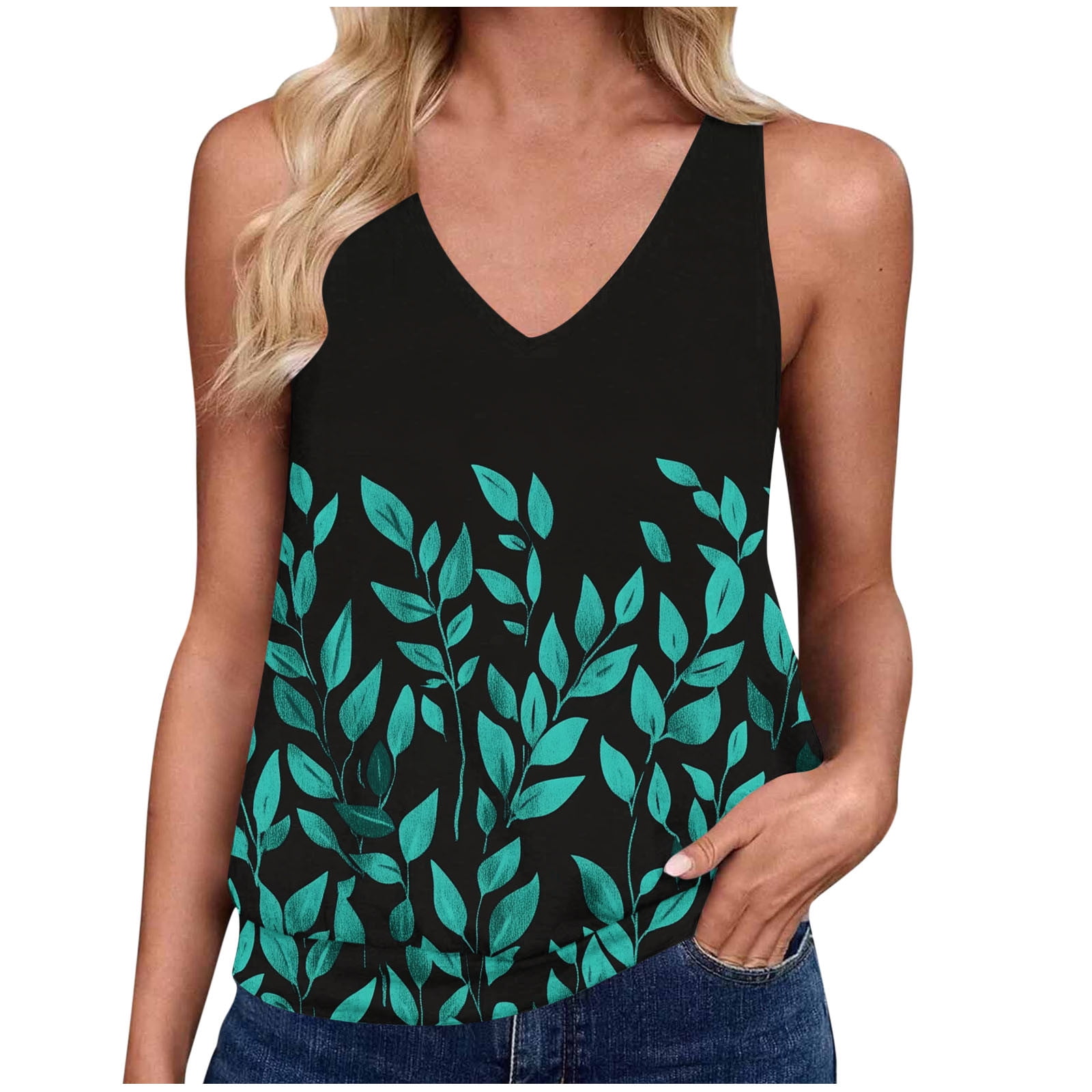 Cilsoka Plus Size Tank Tops for Women Sleeveless Shirt Casual V Neck ...