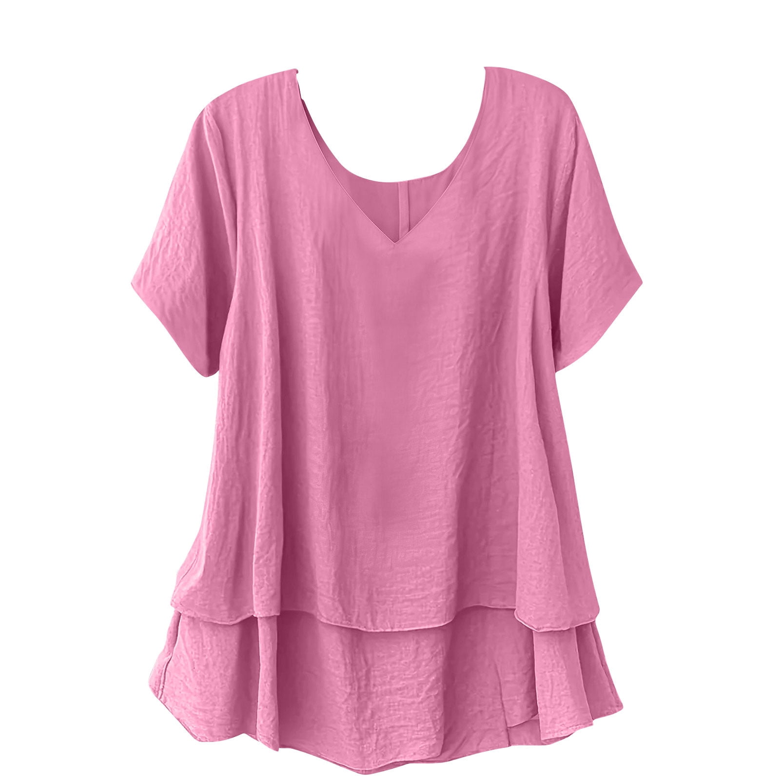 Cilsoka Shirts for Women Summer Short Sleeve Boat Neck Linen Loose Fit ...