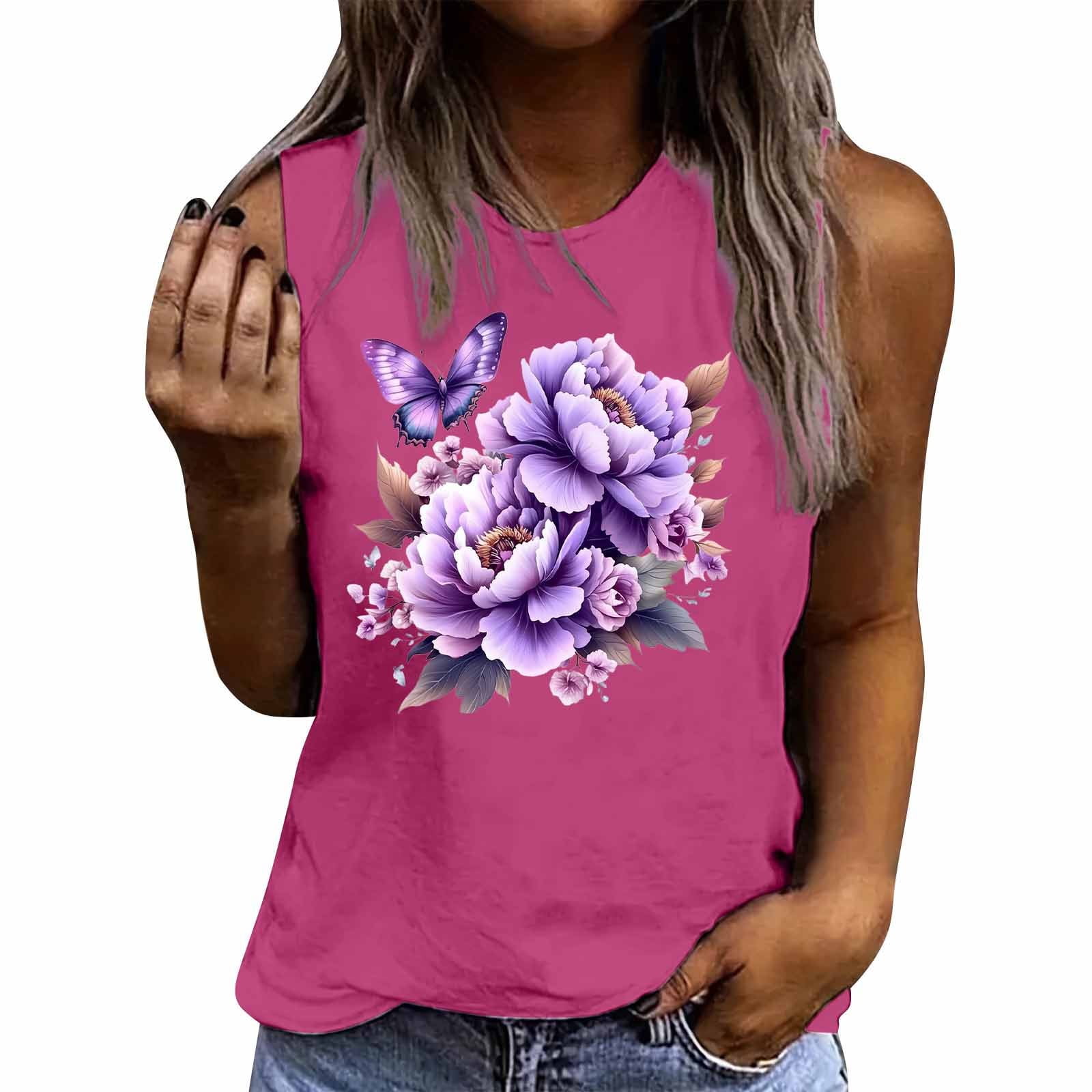 Cilsoka Summer Shirts for Women 2025 Basic Tees Womens Floral Tops ...