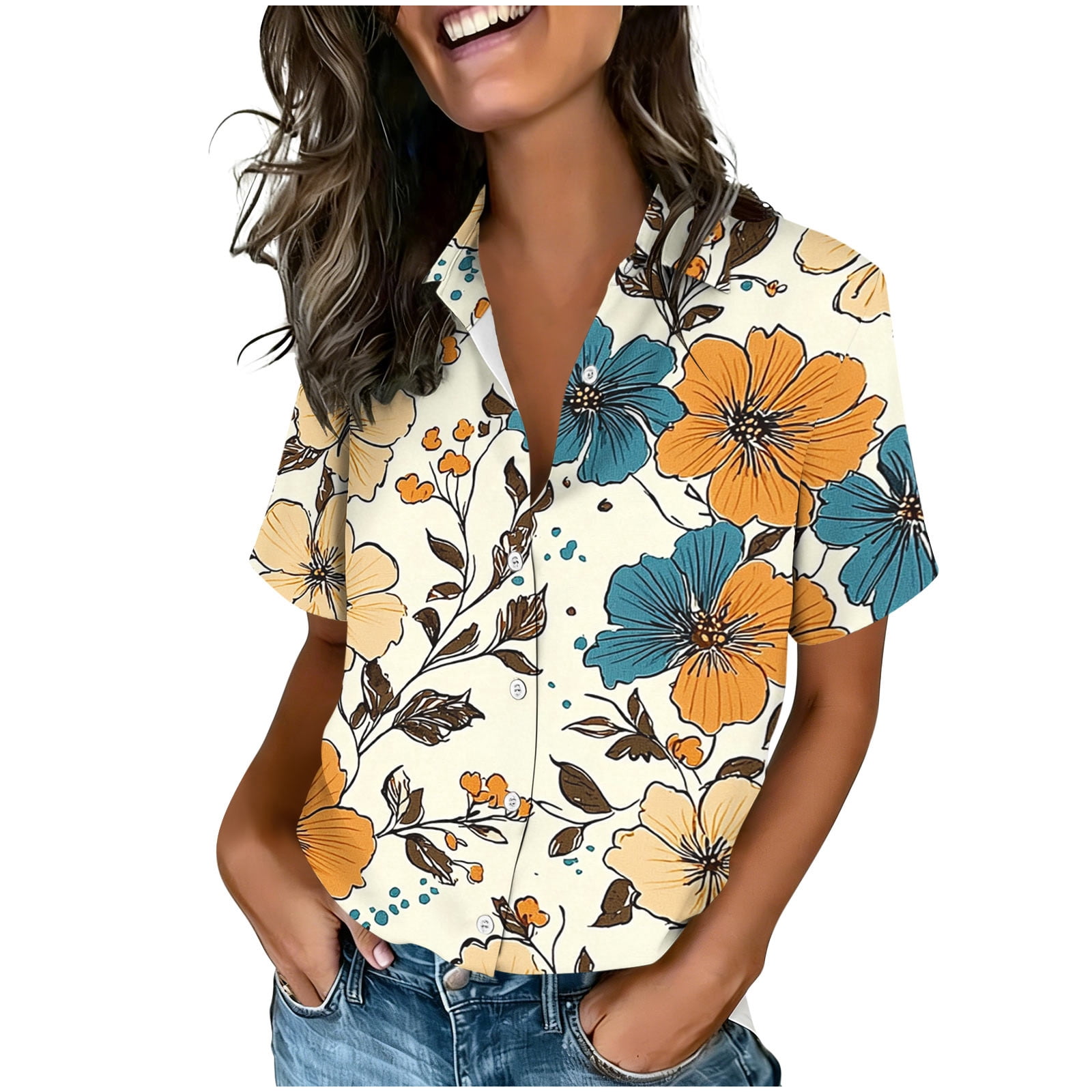 Cilsoka Summer Shirts for Women 2026 Plus Size, Short Sleeve Blouse for ...