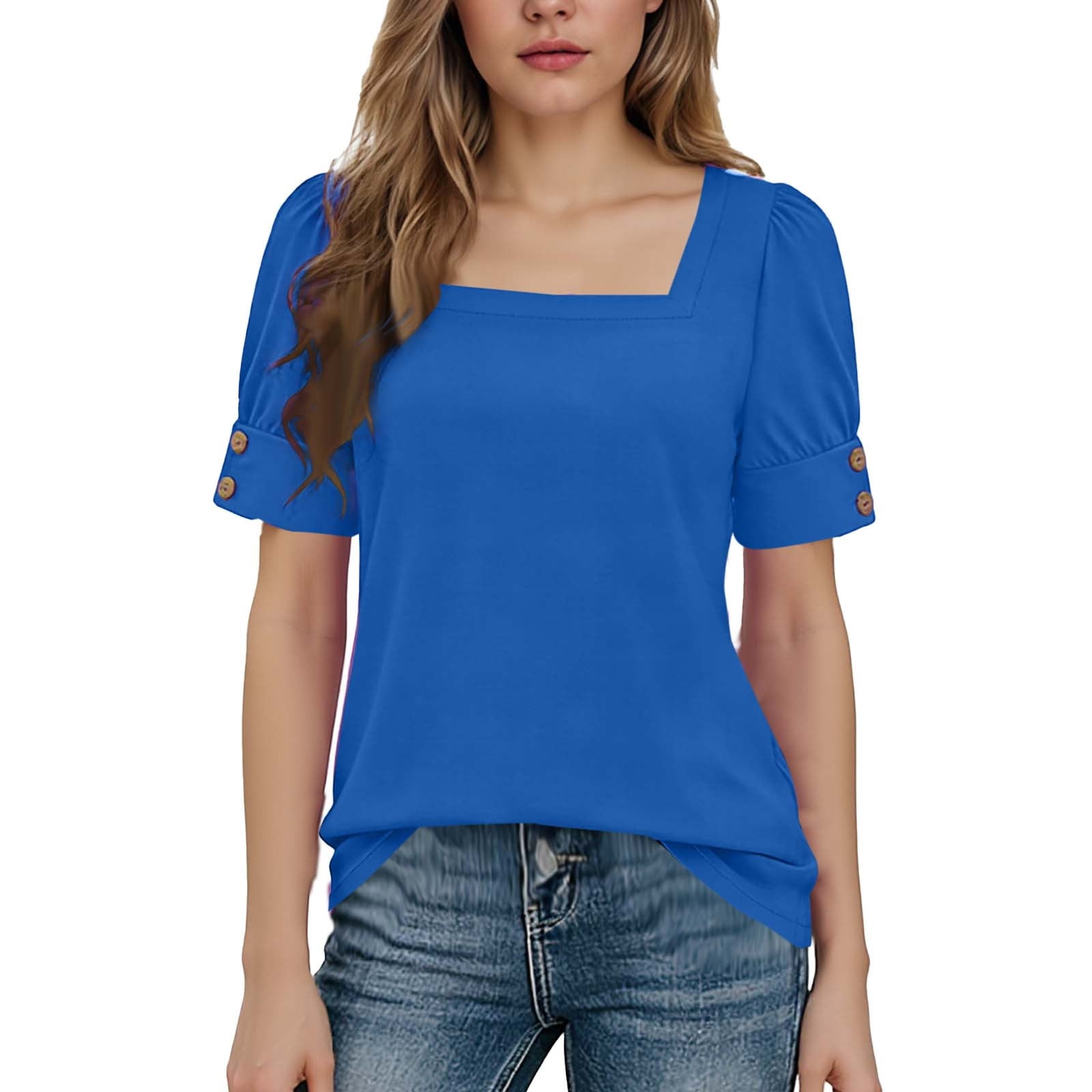 Cilsoka Summer Tops for Women Trendy Casual Puff Short Sleeve Shirts ...