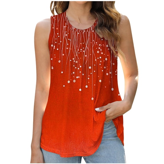 Cilsoka Tank Top for Women Crew Neck Sleeveless Loose Fit Button Casual ...