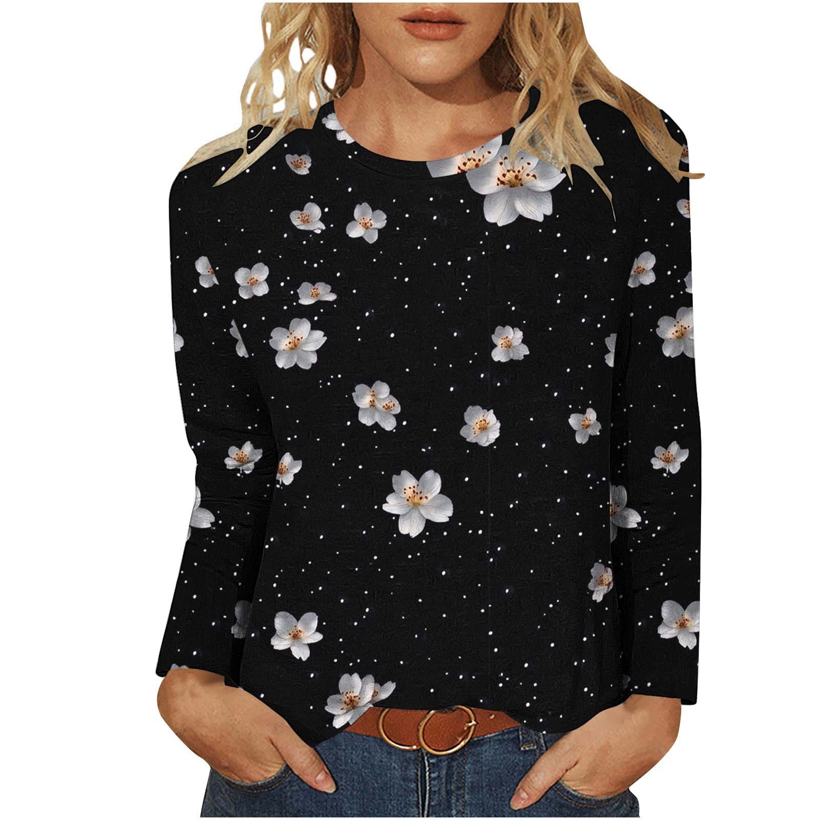 Cilsoka White Tshirts for Women Fitted Cute Tops for Women Fall Winter ...