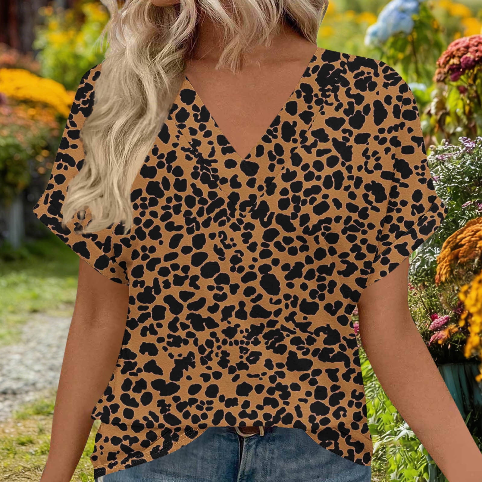 Cilsoka Women Short Sleeve Tops 2026 Summer Casual V Neck Pullover ...