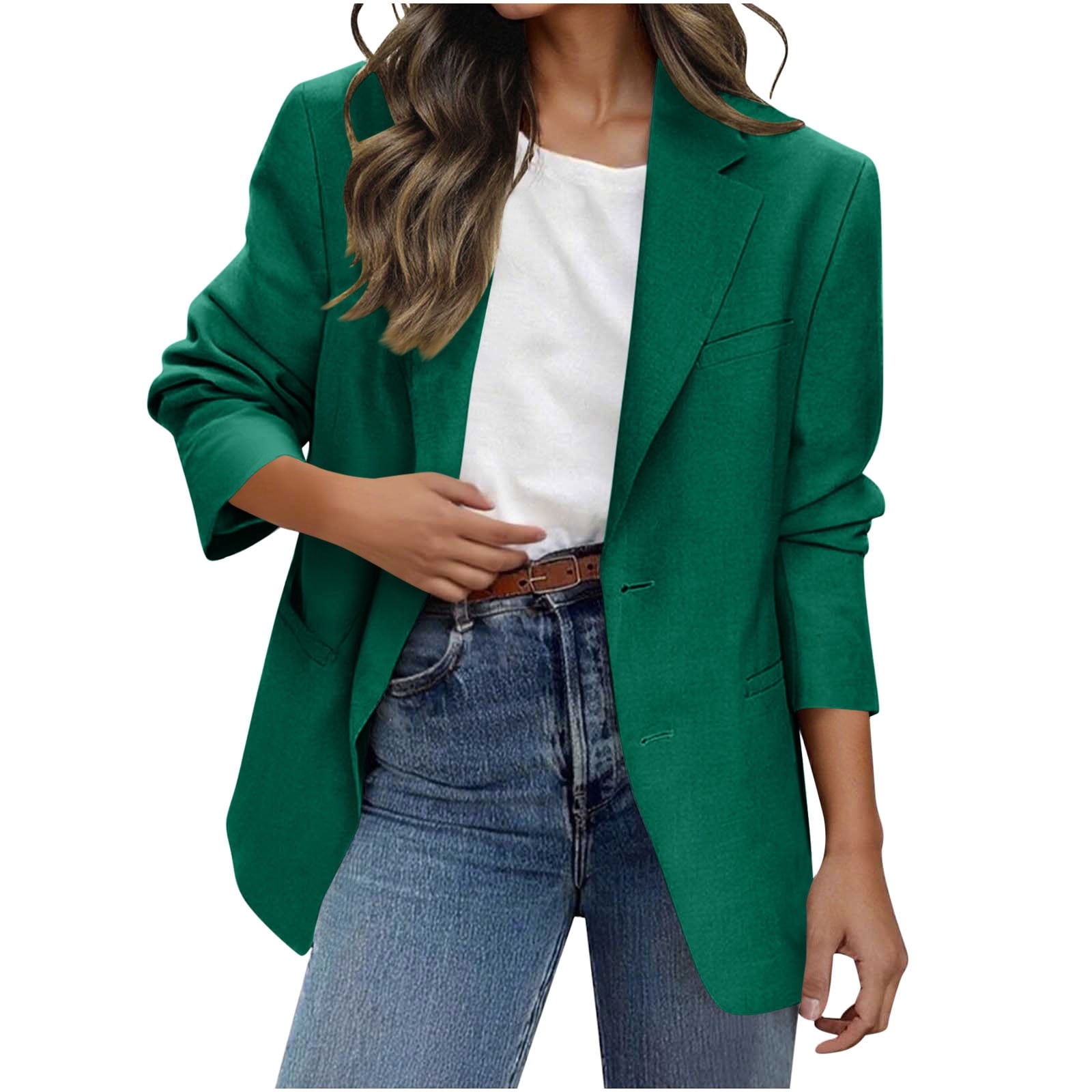 Cilsoka Women's Breasted Blazer Jackets Lightweight Suit with Pockets ...