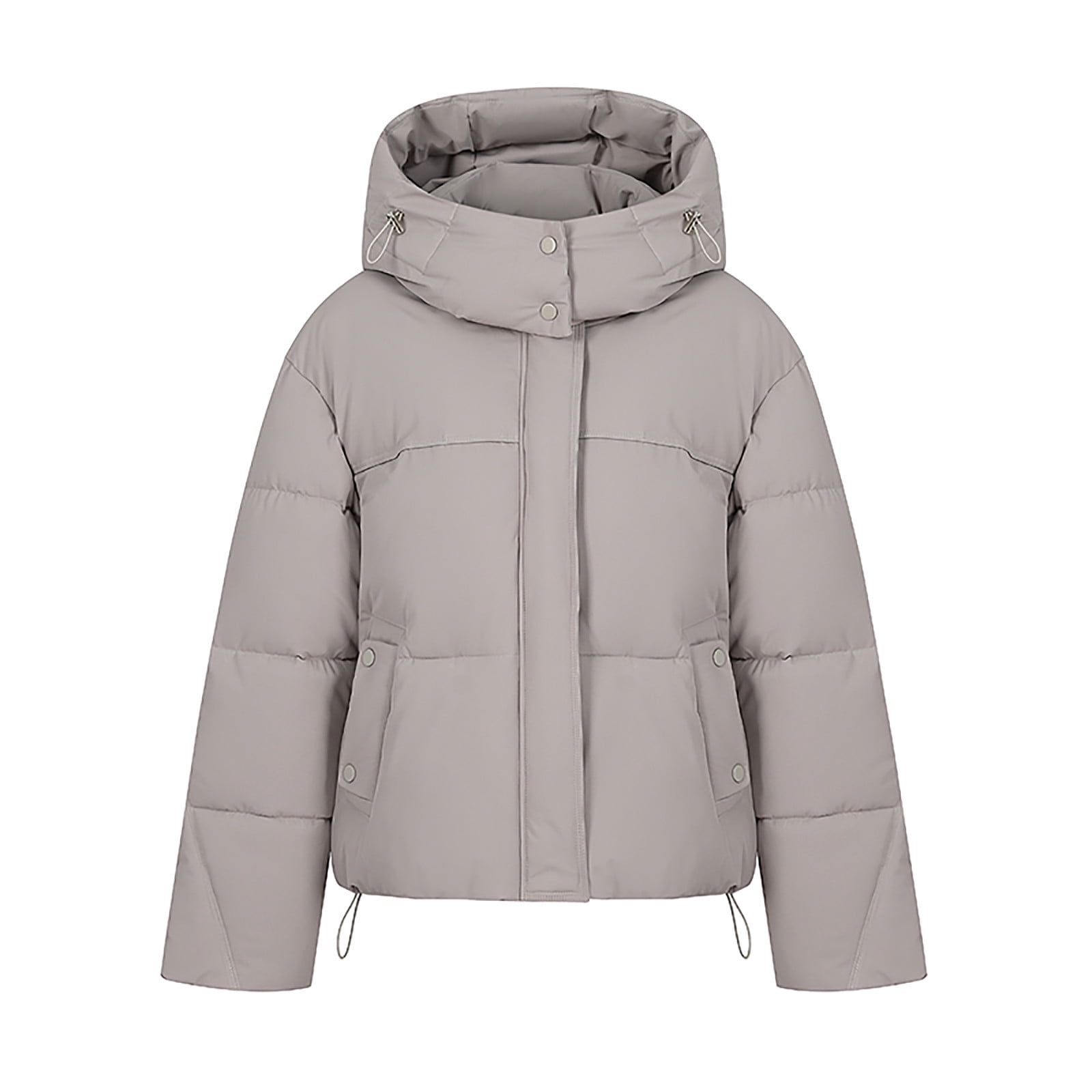 Cilsoka Women's Winter Cropped Puffer Quilted Jacket Long Sleeve Zip ...