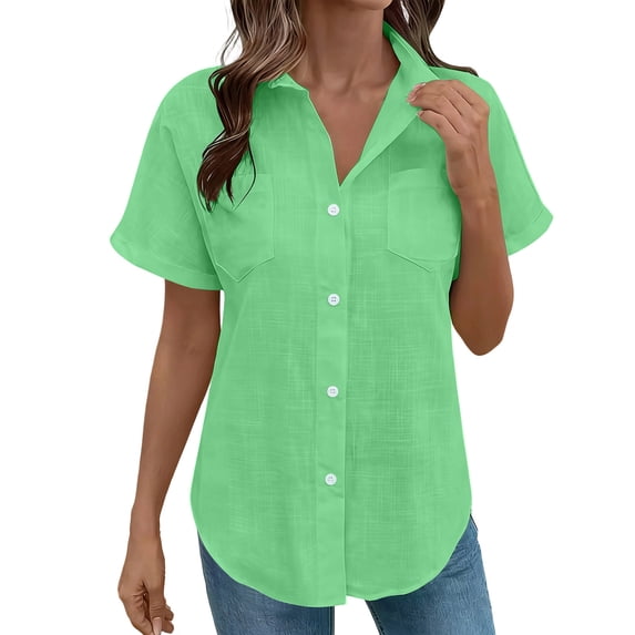 Cilsoka Womens 2026 Summer Dressy Casual Button Down Shirts Short ...