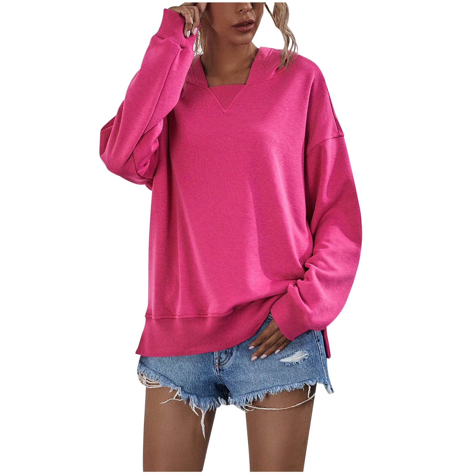 Cilsoka Womens Oversized Sweatshirts Crewneck Sweatshirts Women Trendy ...