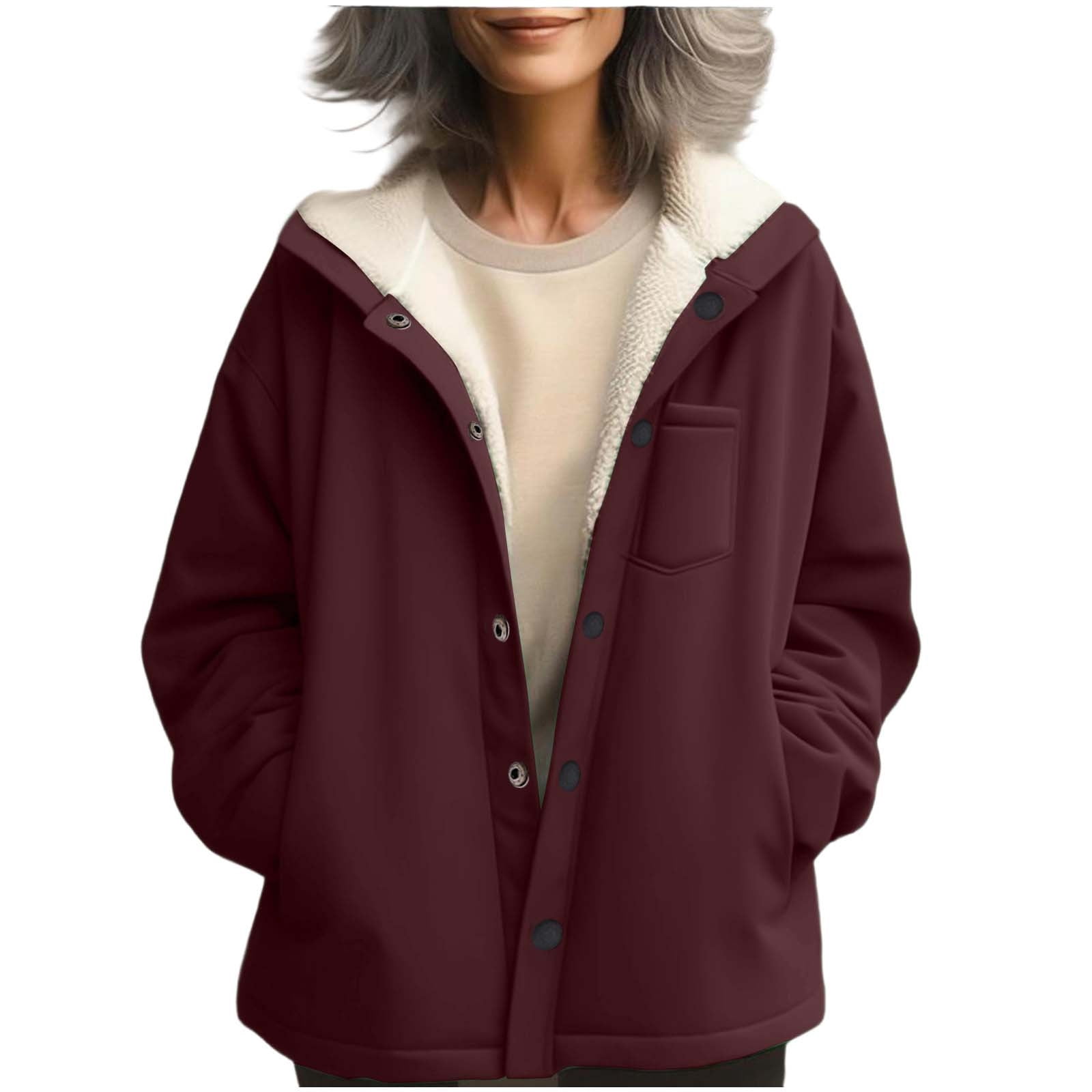 Cilsoka Womens Plus Size Winter Coats Fashion Warm Sherpa Fleece Lined ...