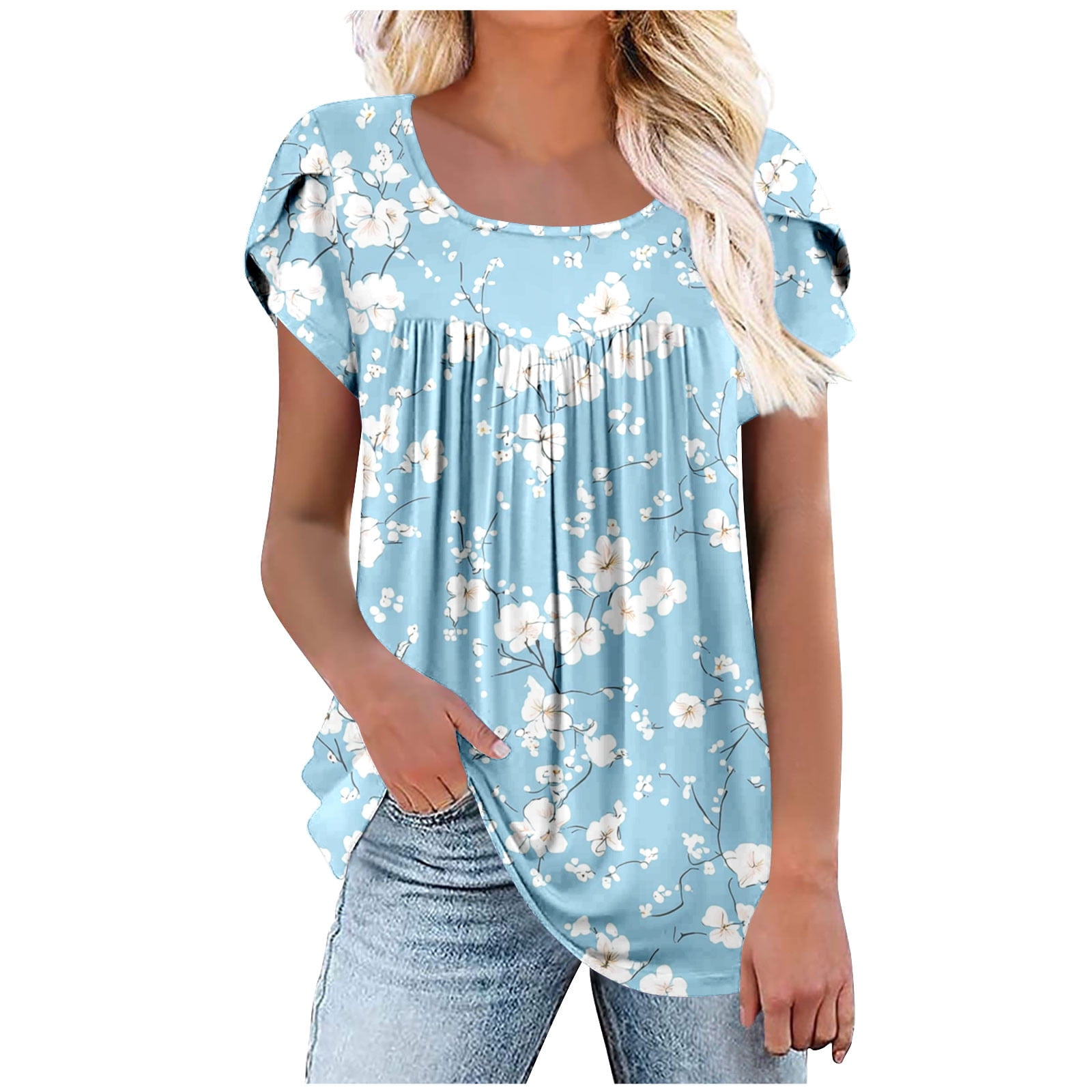 Cilsoka Womens Shirts Summer Cotton Loose Fit Cute Tops for Women ...