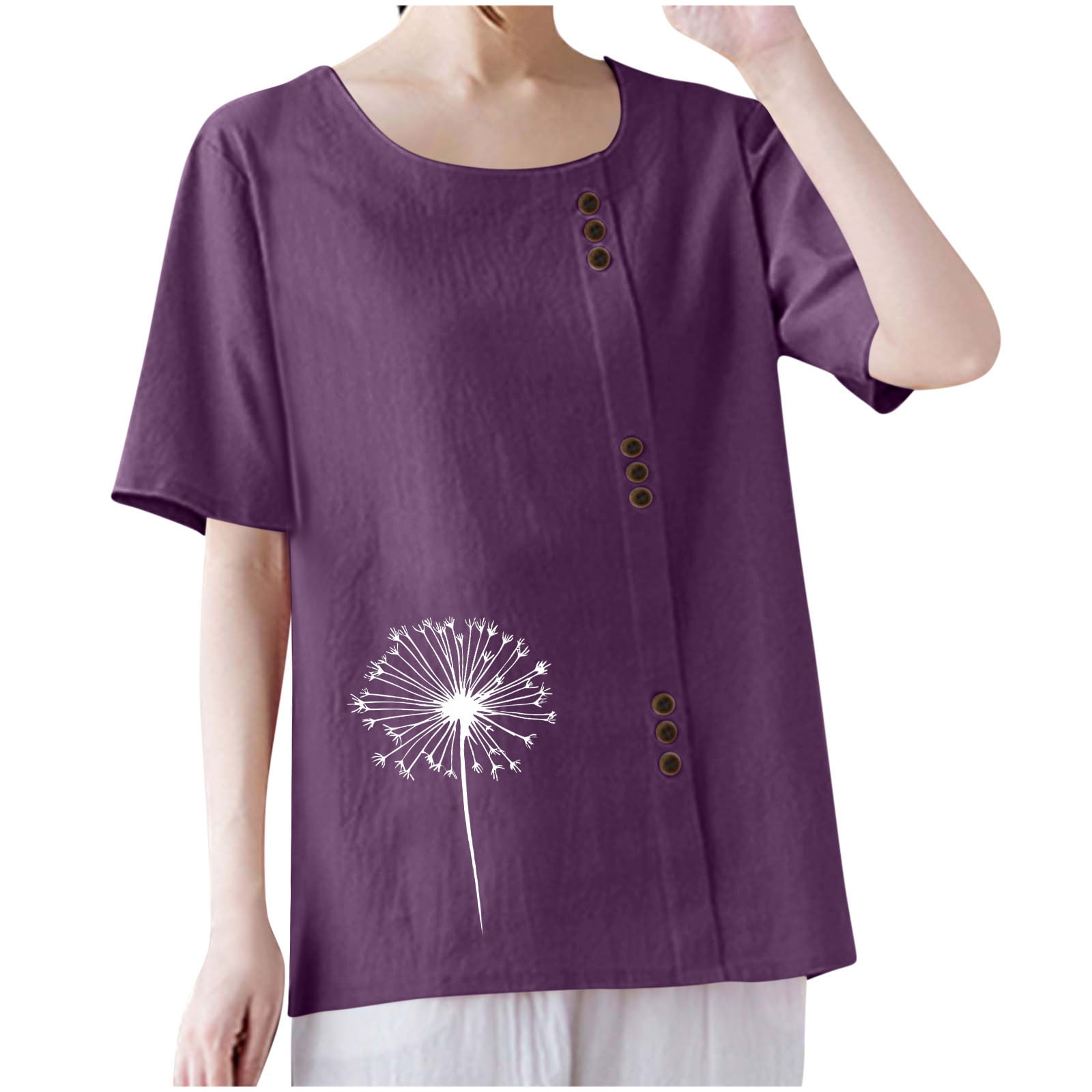 Cilsoka Womens Shirts Summer Cotton V Neck Cute Tops for Women Going ...
