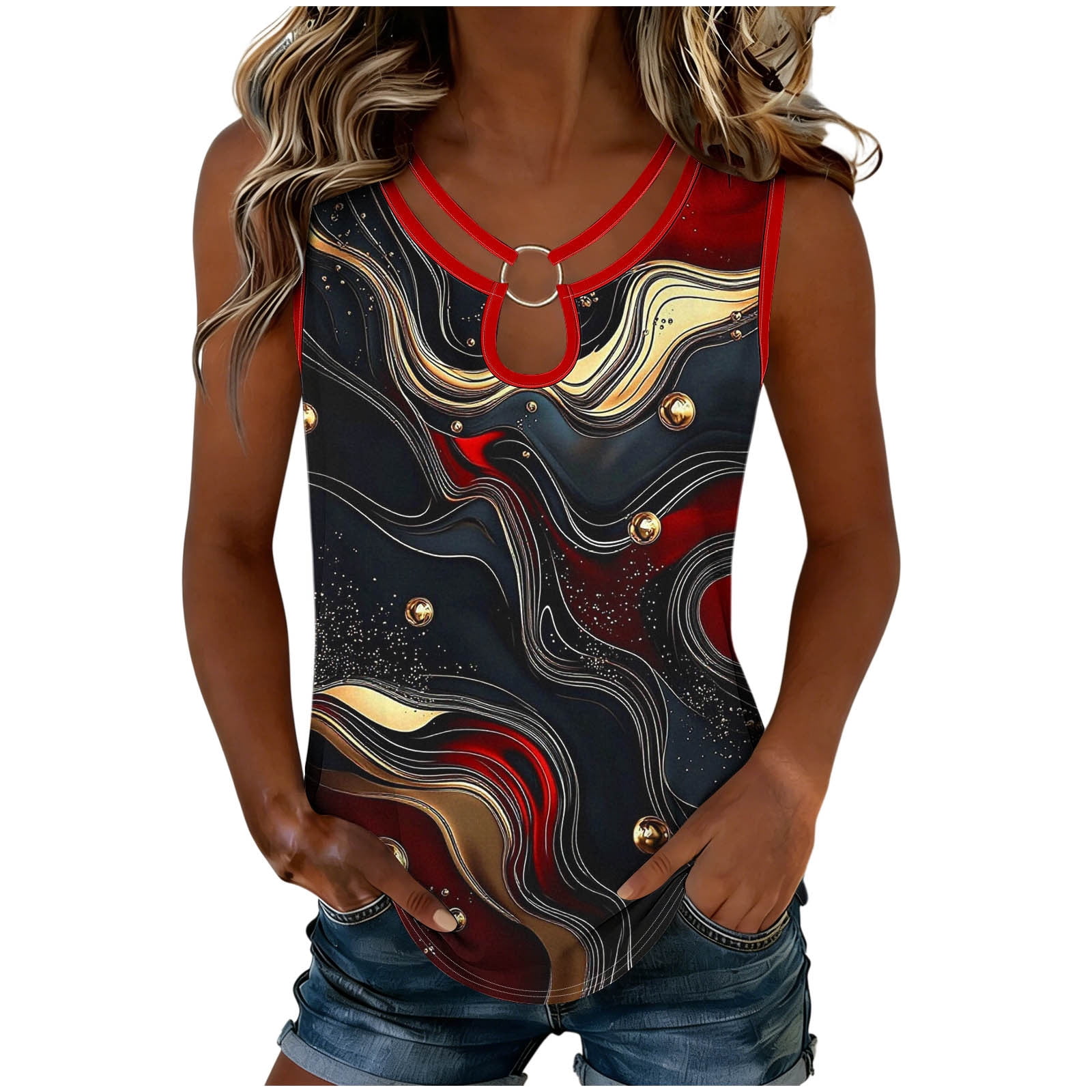 Cilsoka Womens Tank Tops Summer Sleeveless Ribbed Knit Sexy Shirts ...